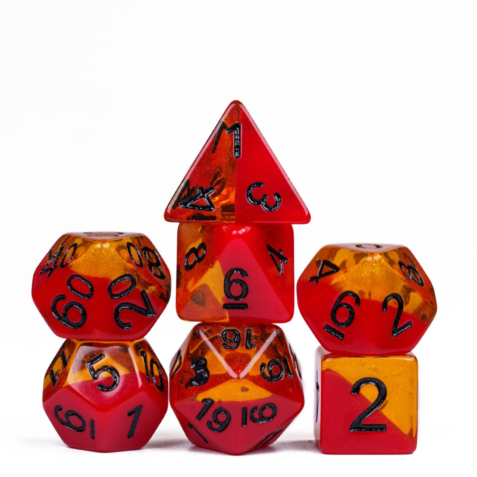 Cusdie 7-Die Diagonals DND Dice with Glitter D&D Dice Set Resin ...
