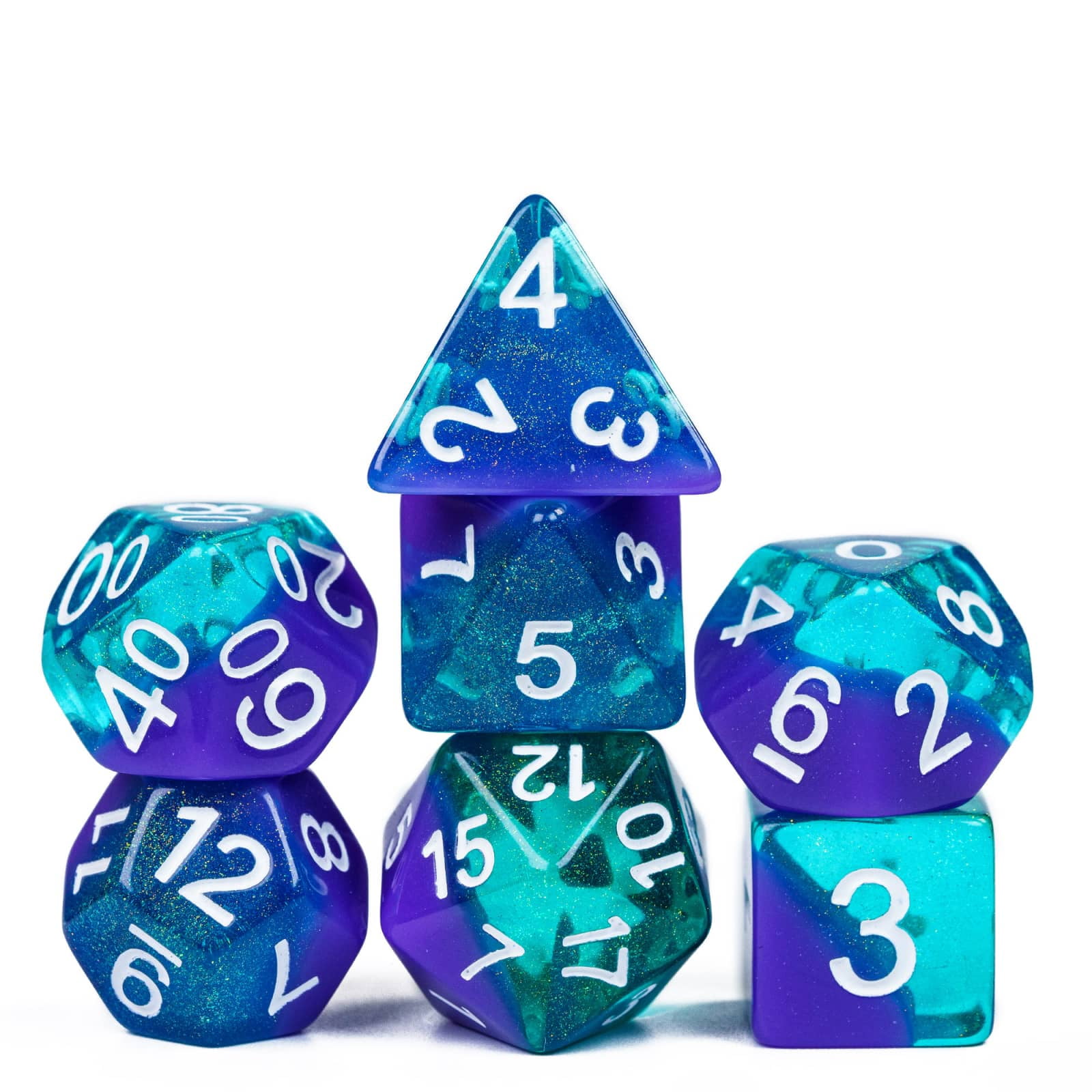 Cusdie 7-Die Diagonals DND Dice with Glitter D&D Dice Set Resin ...