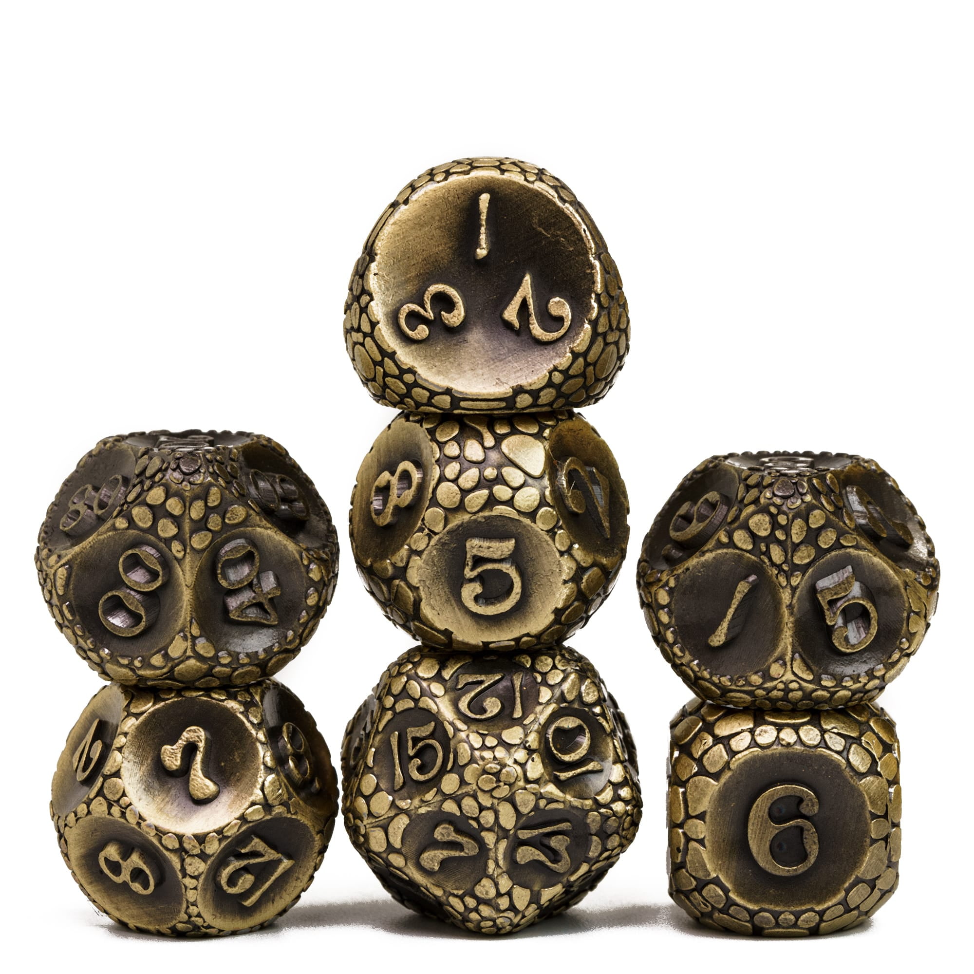 Cusdie 7-Die Metal DND Dice Set, Cobblestone Metal Polyhedral D&D Dice ...
