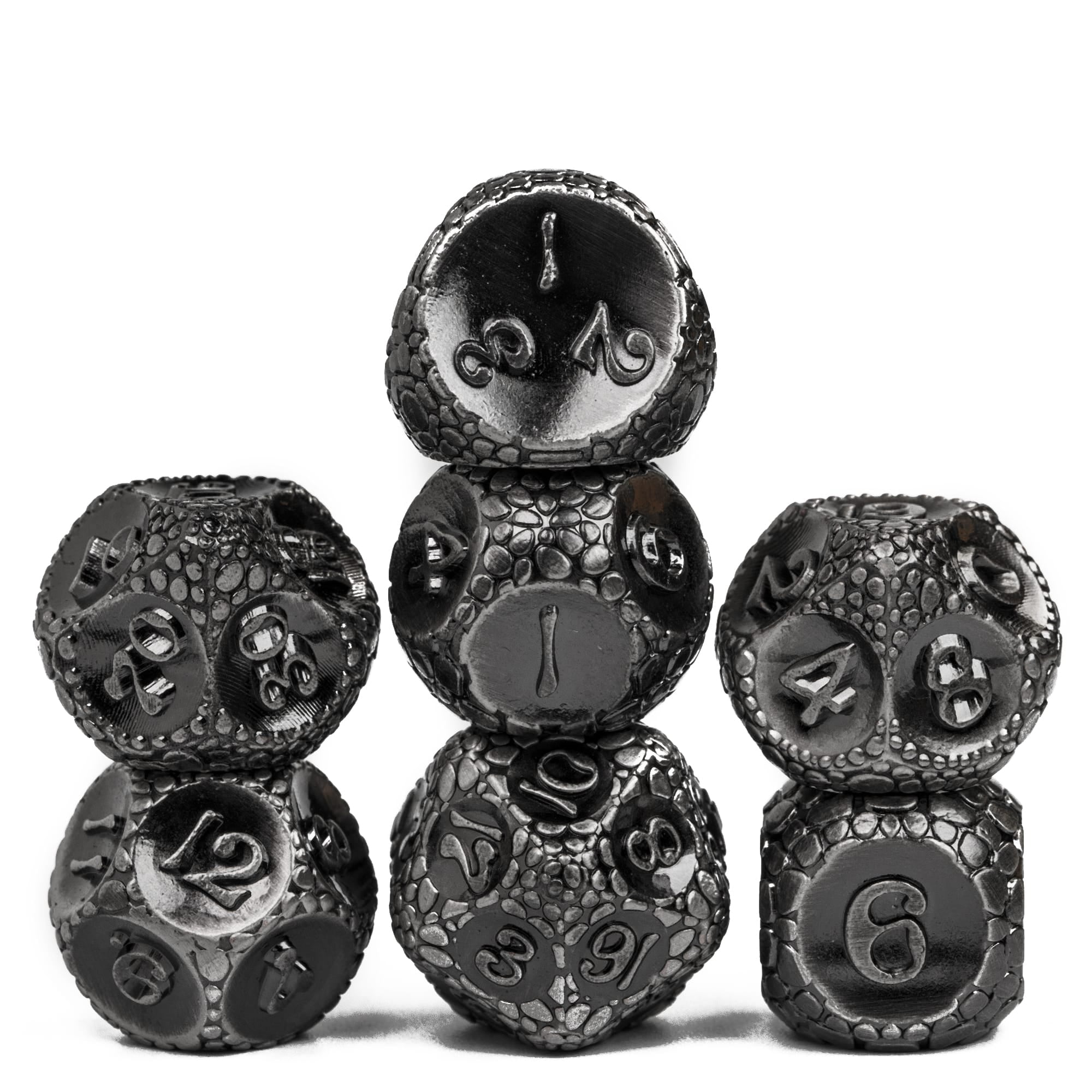 Cusdie 7-Die Metal DND Dice Set, Cobblestone Metal Polyhedral D&D Dice ...