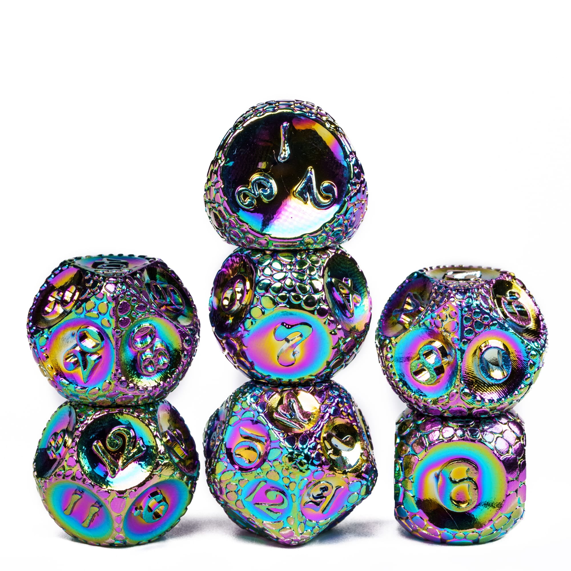 Cusdie 7-Die Metal DND Dice Set, Cobblestone Metal Polyhedral D&D Dice ...