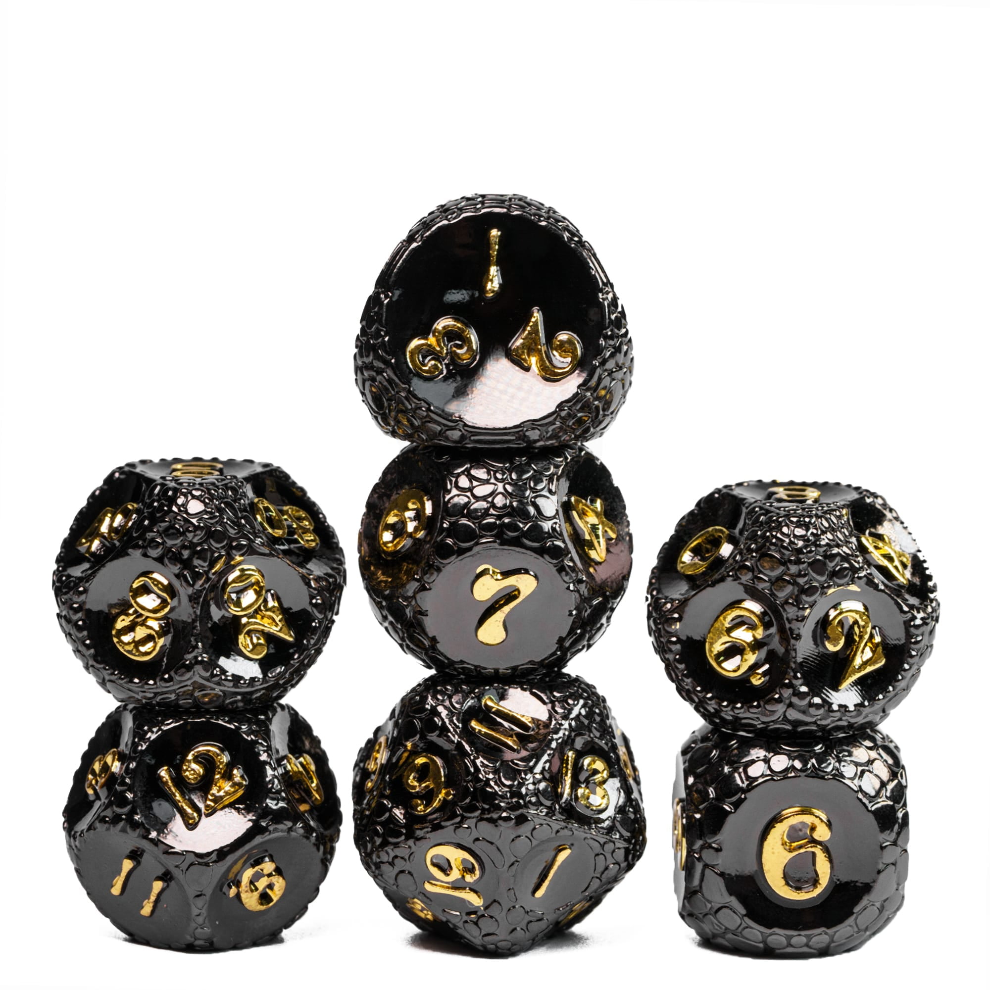 Cusdie 7-Die Metal DND Dice Set, Cobblestone Metal Polyhedral D&D Dice ...