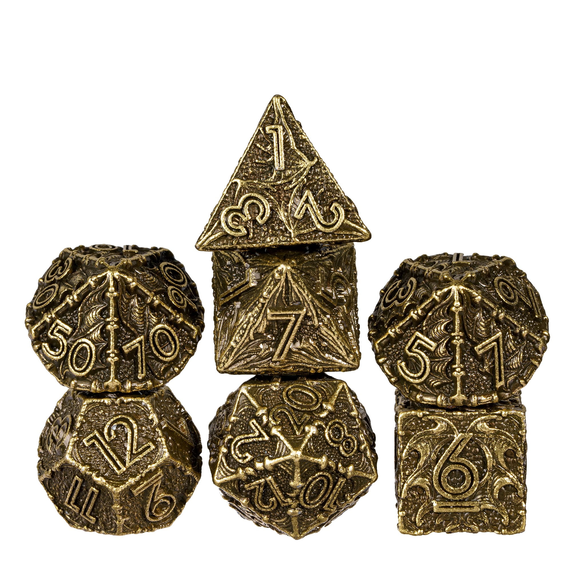 Cusdie 7-Die Metal DND Dice Set, Dragon Wings Design Metal Polyhedral D ...