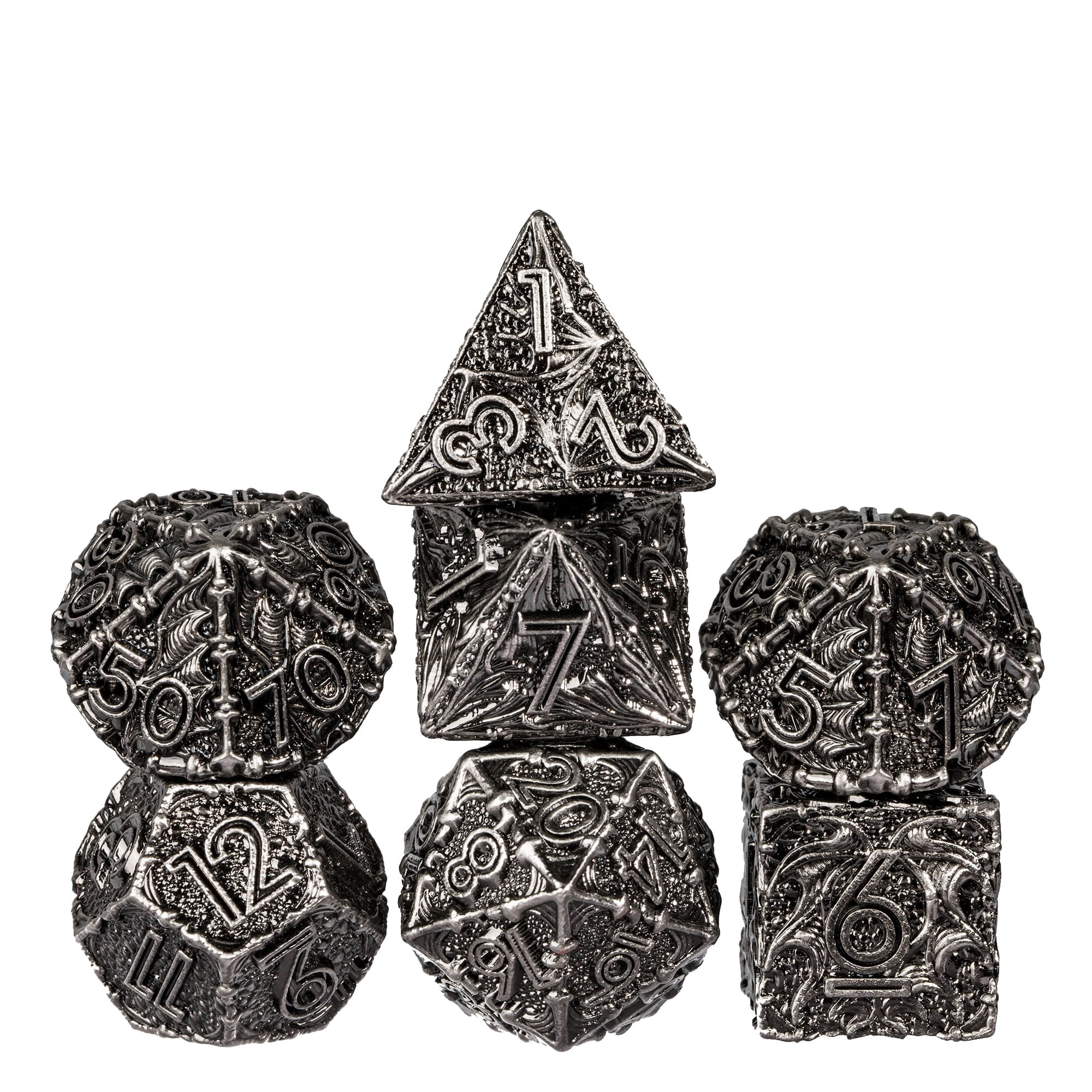 Cusdie 7-Die Metal DND Dice Set, Dragon Wings Design Metal Polyhedral D ...