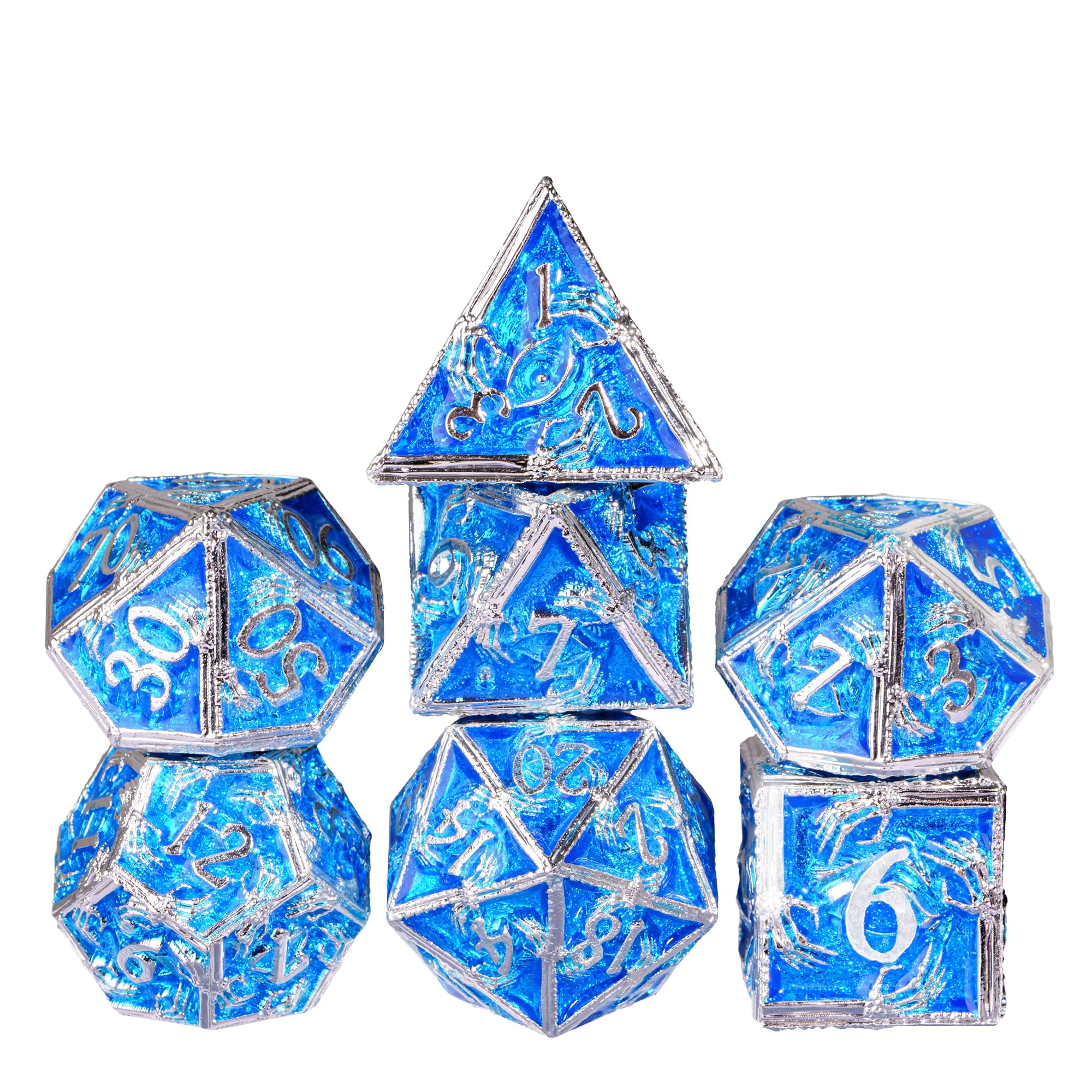 Cusdie 7-Die Metal DND Dice Set, Ghost Claw Design Metal Polyhedral D&D ...