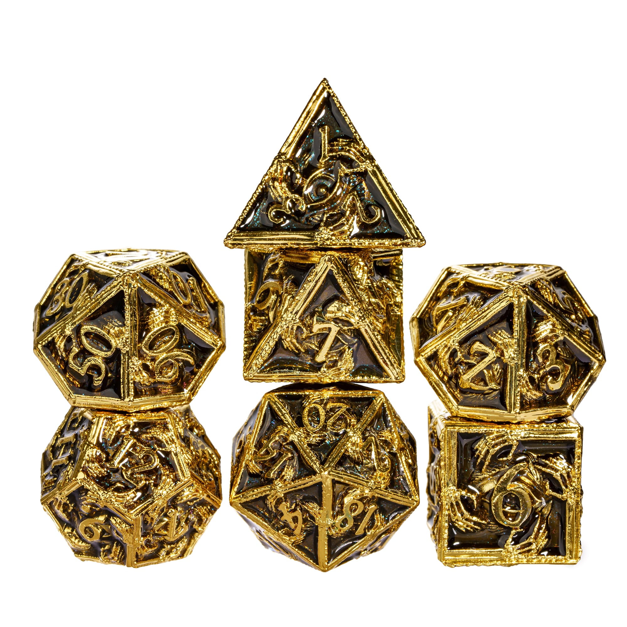 Cusdie 7-Die Metal DND Dice Set, Ghost Claw Design Metal Polyhedral D&D ...
