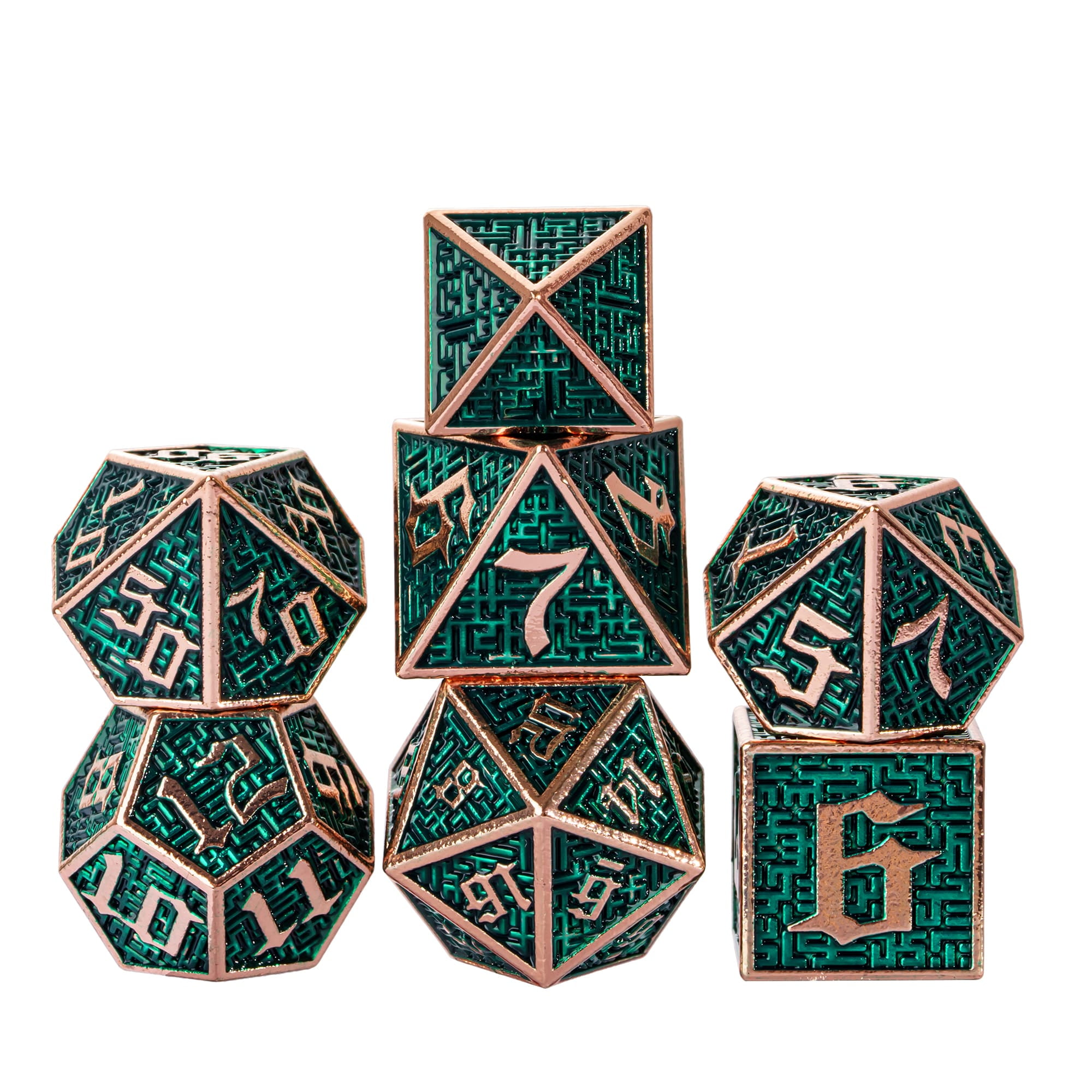 Cusdie 7-Die Metal DND Dice Set, Maze Design Metal Polyhedral D&D Dice ...