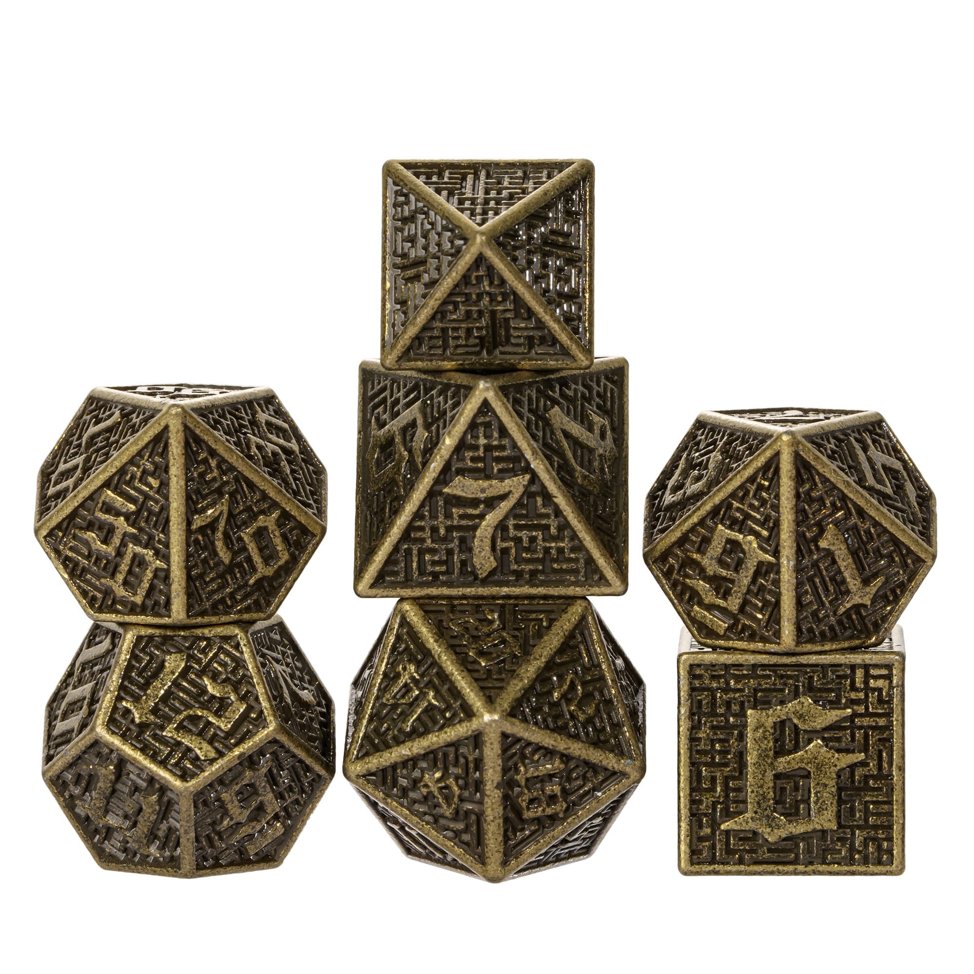 Cusdie 7-Die Metal DND Dice Set, Maze Design Metal Polyhedral D&D Dice Set for DND Dungeons and ...