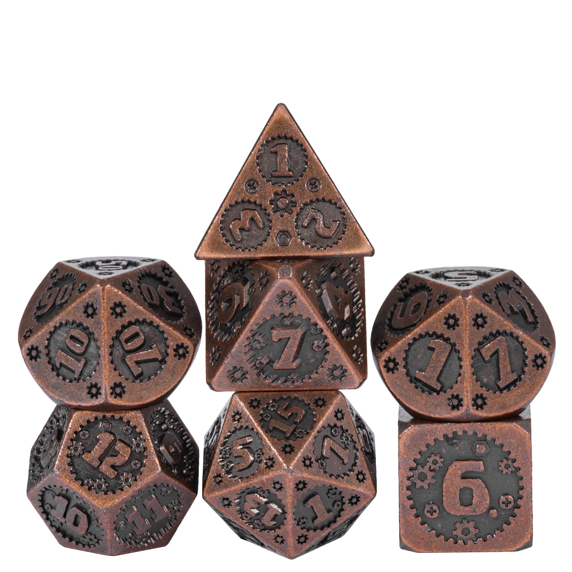 Cusdie 7-Die Metal DND Dice Set, Mechanical Gear Metal Polyhedral D&D ...