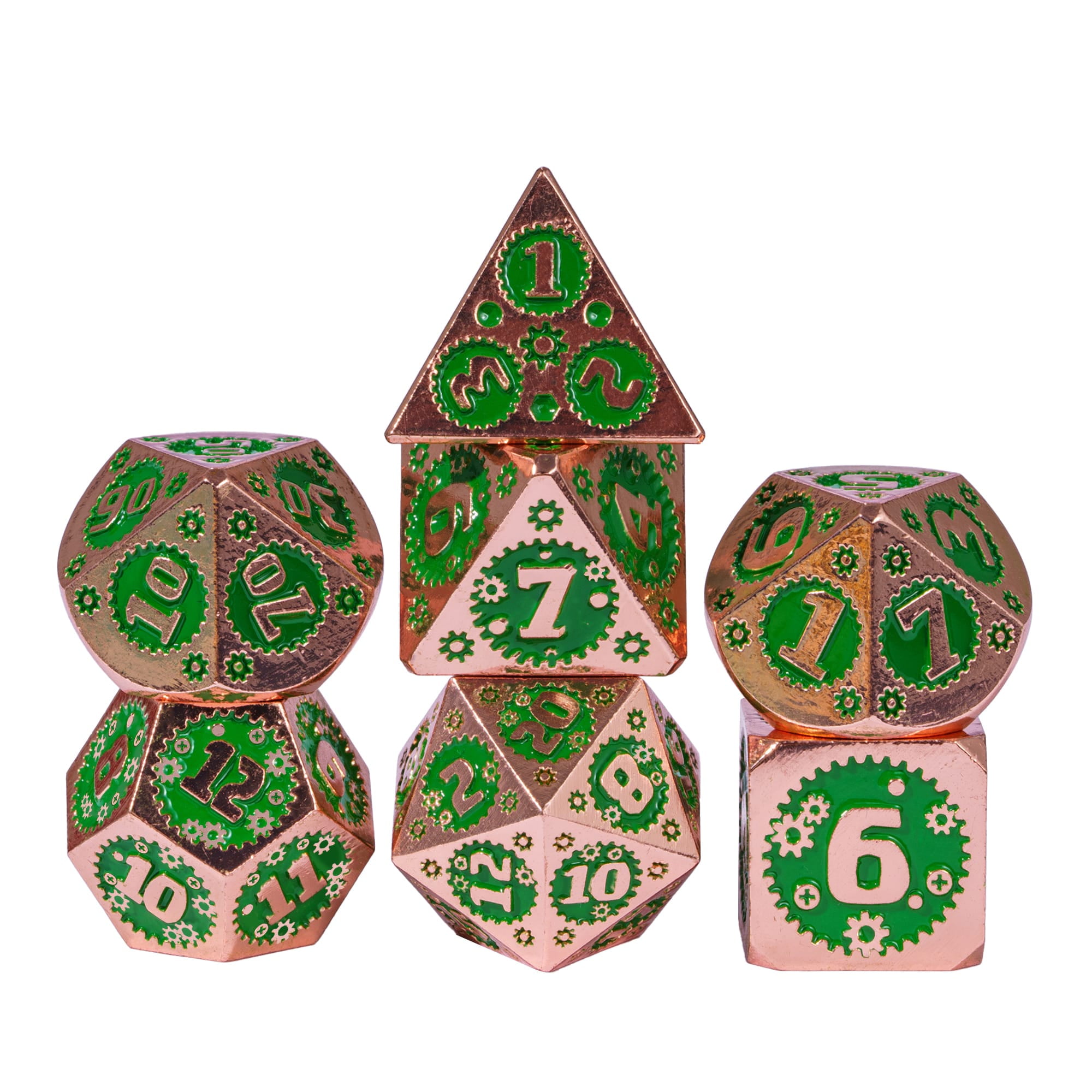 Cusdie 7-Die Metal DND Dice Set, Mechanical Gear Metal Polyhedral D&D ...