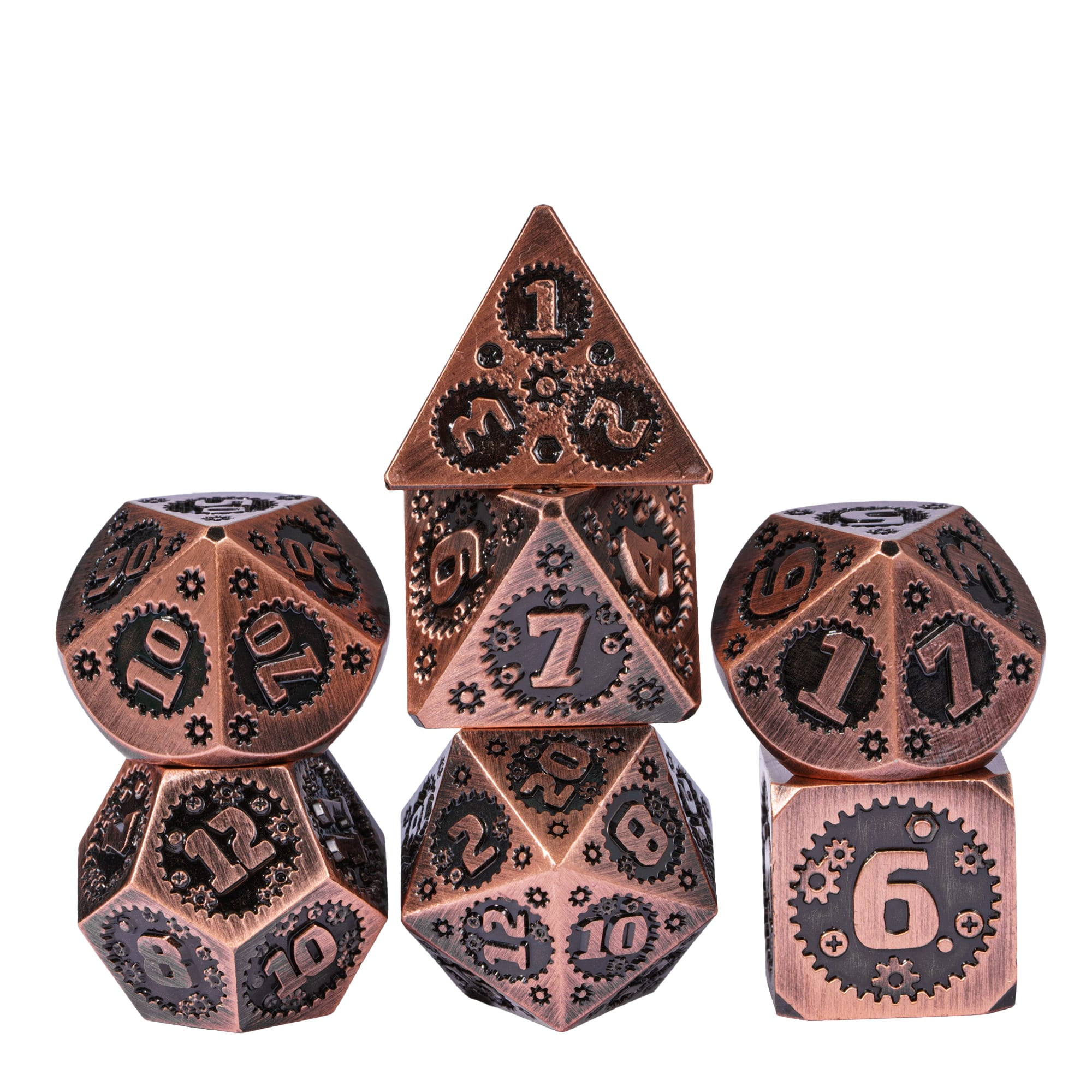 Cusdie 7-Die Metal DND Dice Set, Mechanical Gear Metal Polyhedral D&D ...