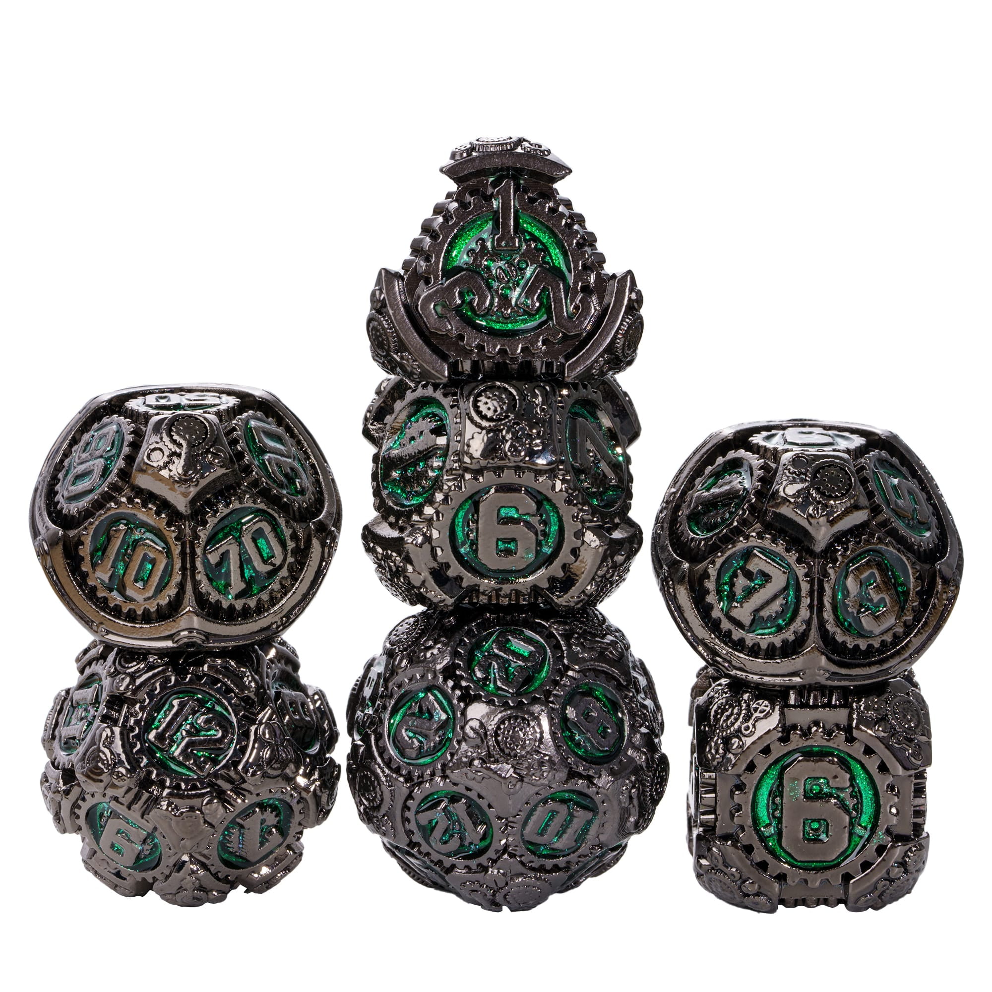 Cusdie 7-Die Metal DND Dice Set, Steampunk Gear Design Metal Polyhedral ...