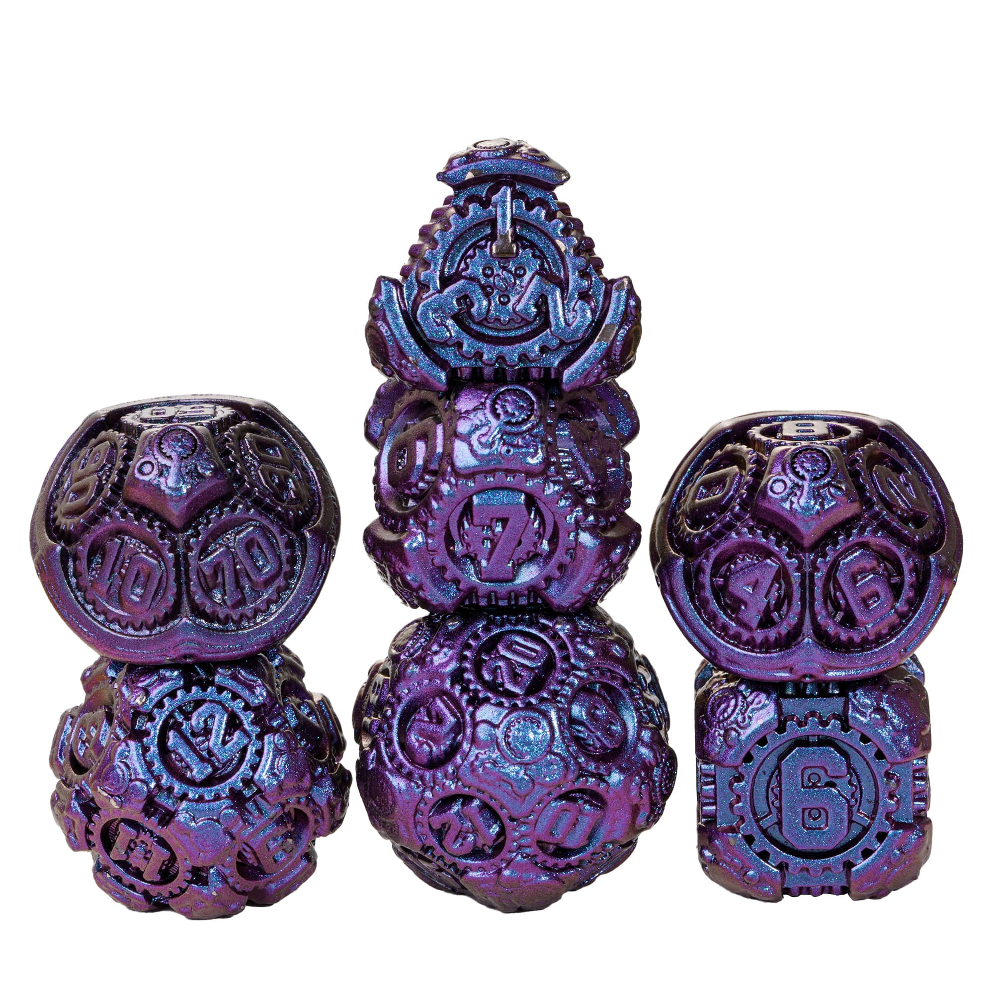 Cusdie 7-Die Metal DND Dice Set, Steampunk Gear Design Metal Polyhedral ...