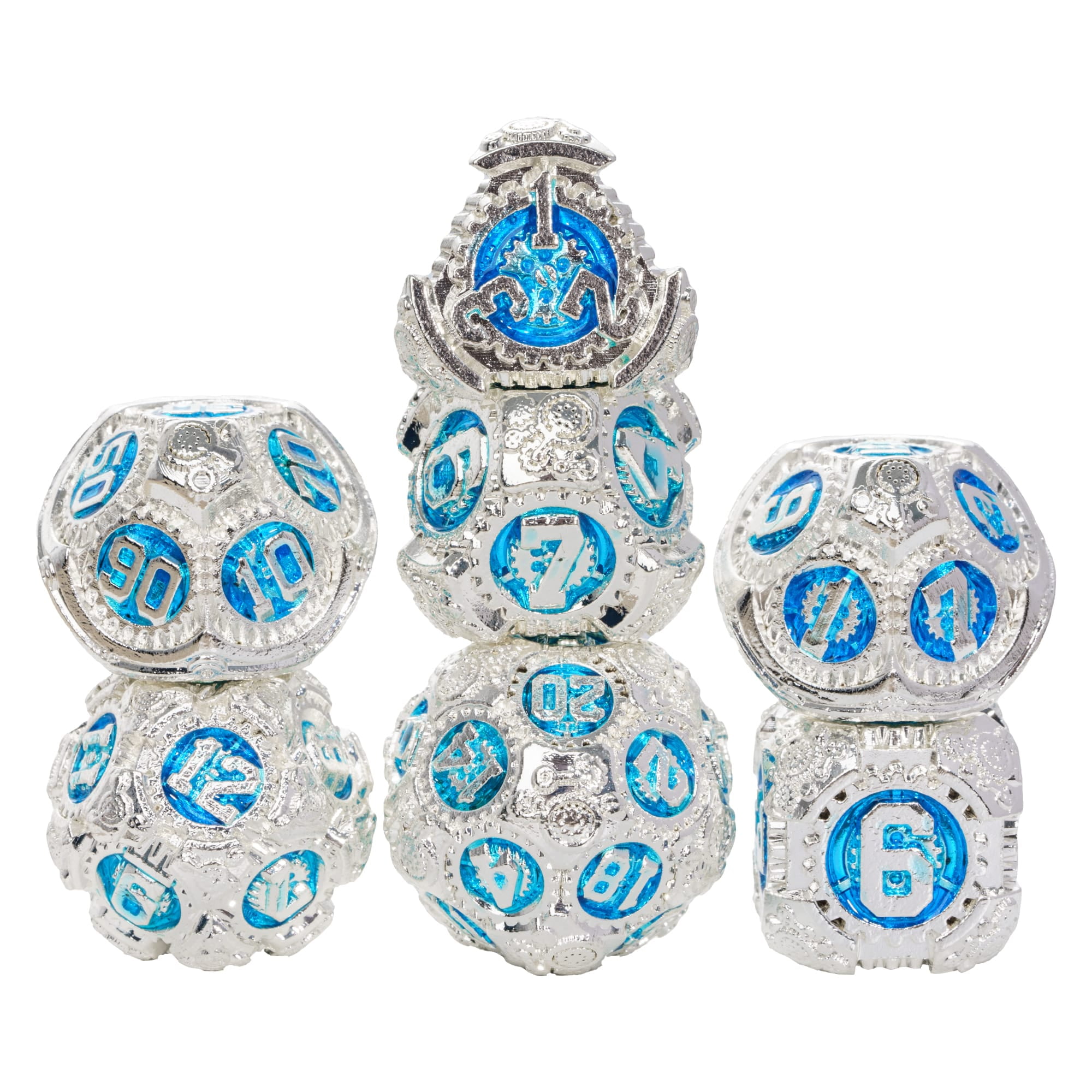 Cusdie 7-Die Metal DND Dice Set, Steampunk Gear Design Metal Polyhedral ...