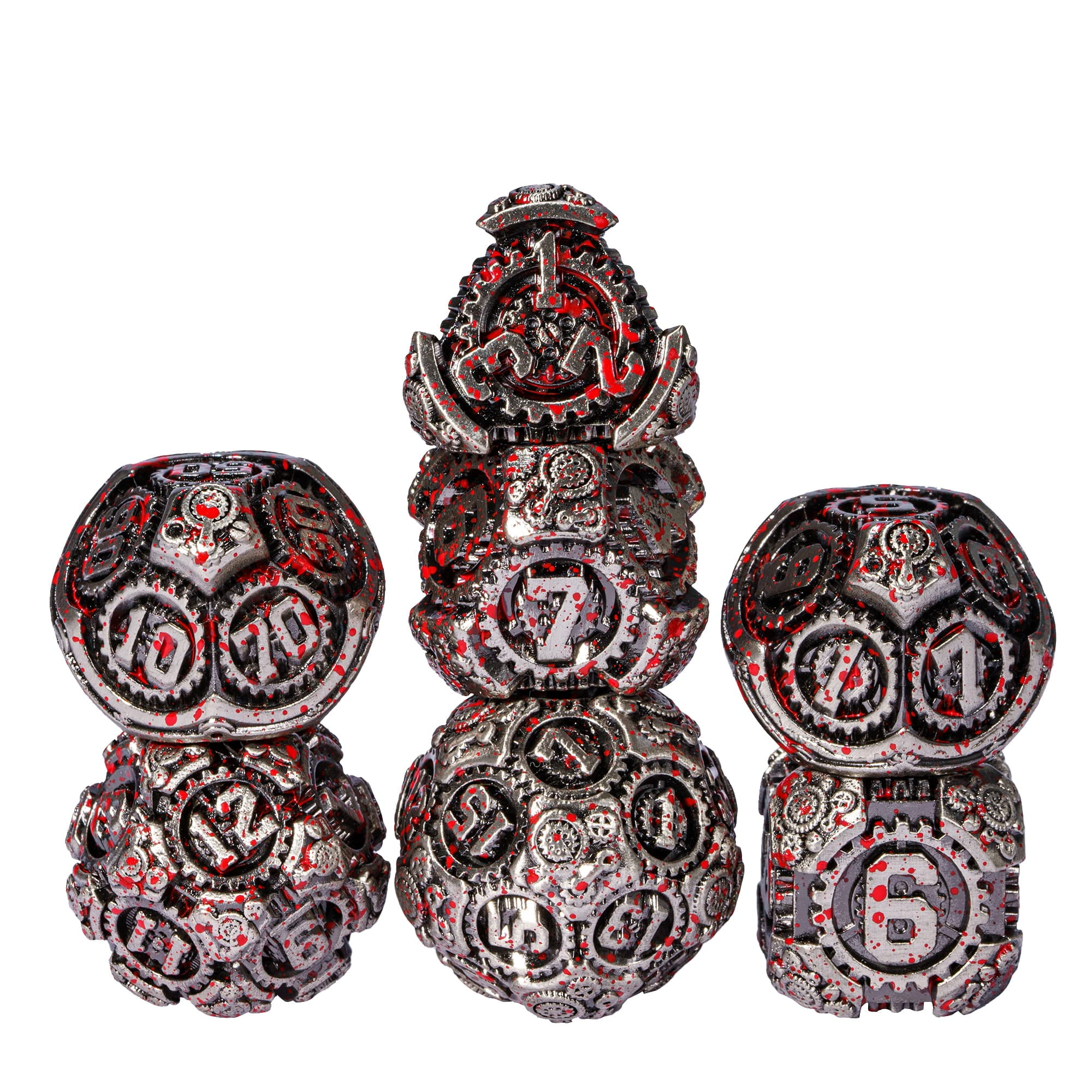 Cusdie 7-Die Metal DND Dice Set, Steampunk Gear Design Metal Polyhedral ...