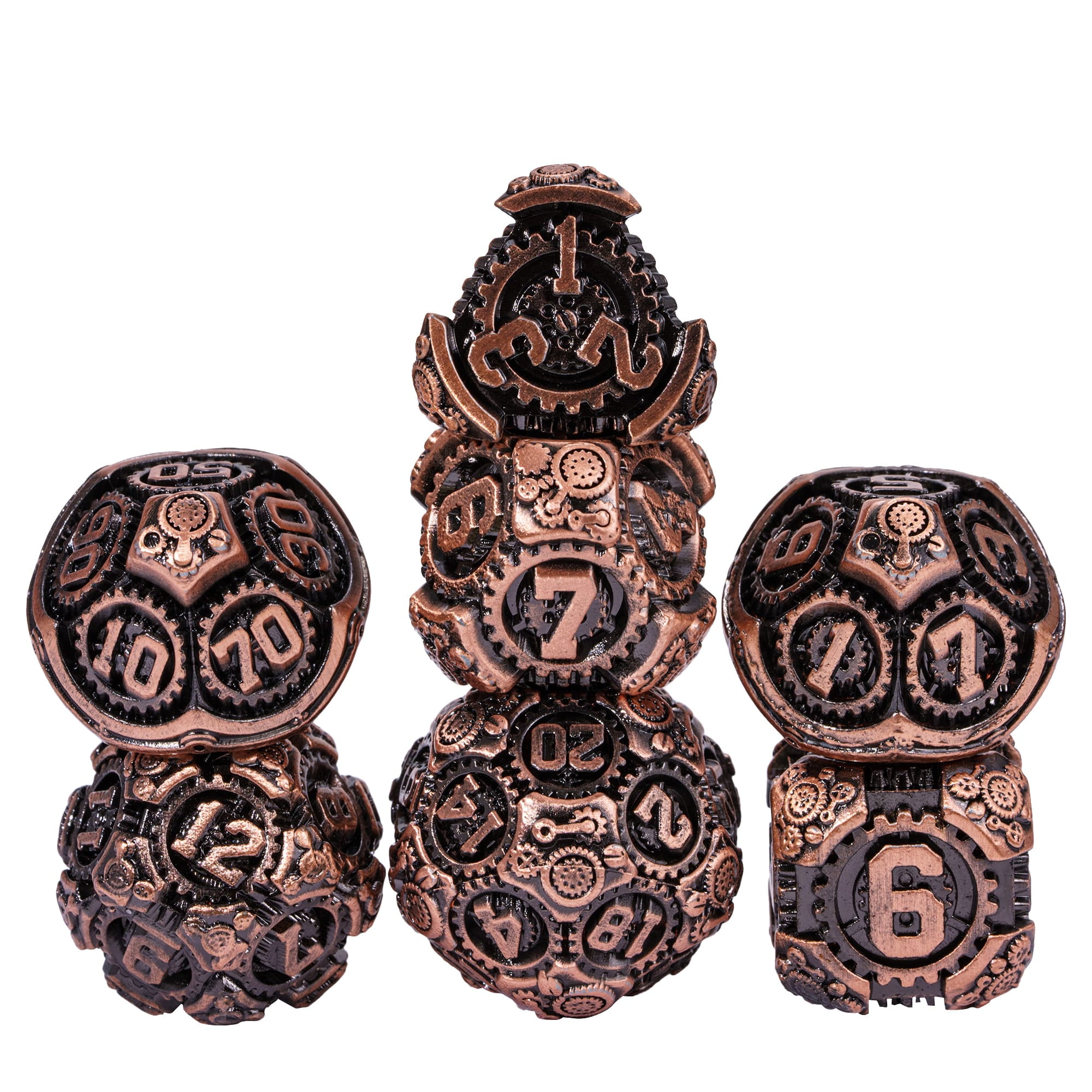Cusdie 7-Die Metal DND Dice Set, Steampunk Gear Design Metal Polyhedral ...