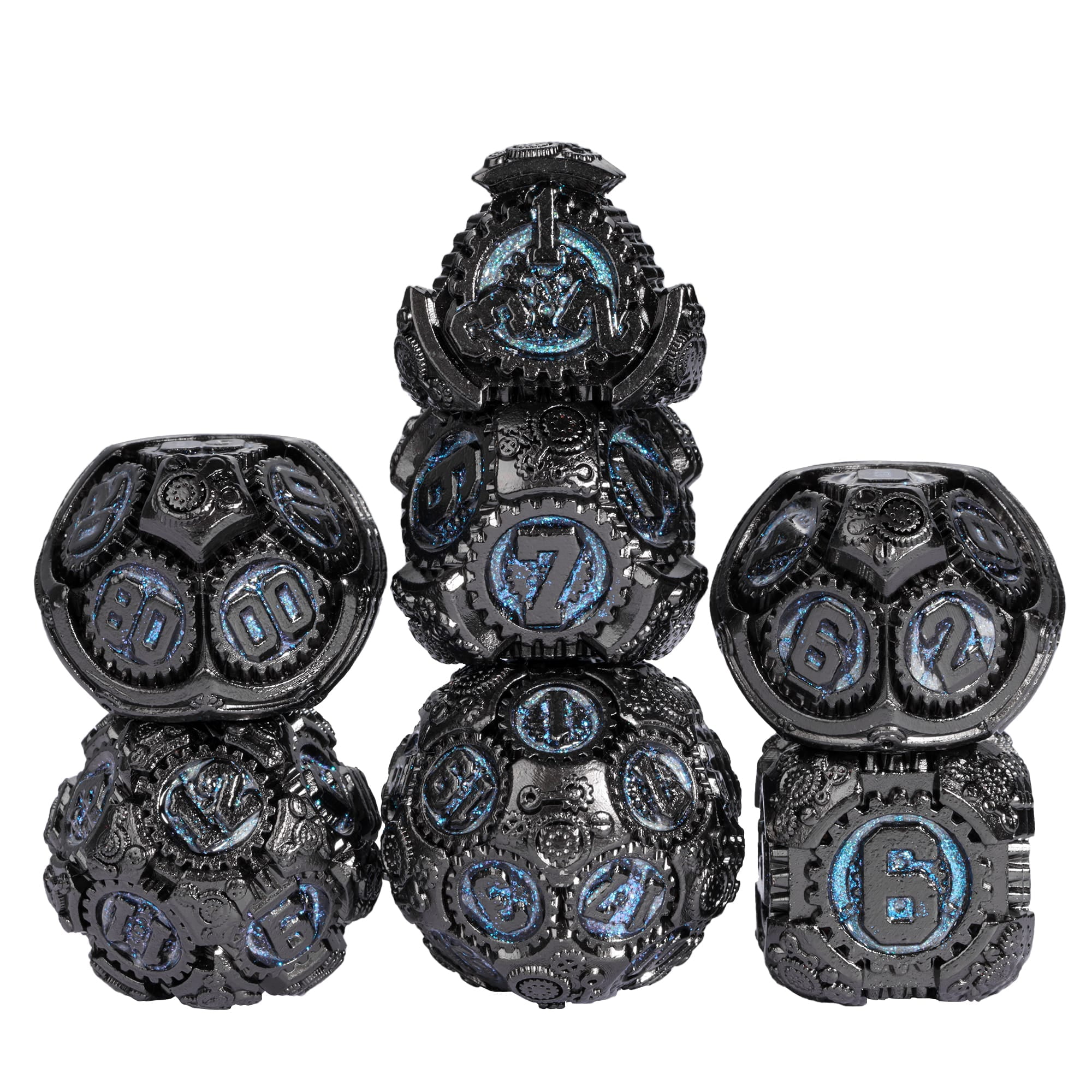 Cusdie 7-Die Metal DND Dice Set, Steampunk Gear Design Metal Polyhedral ...