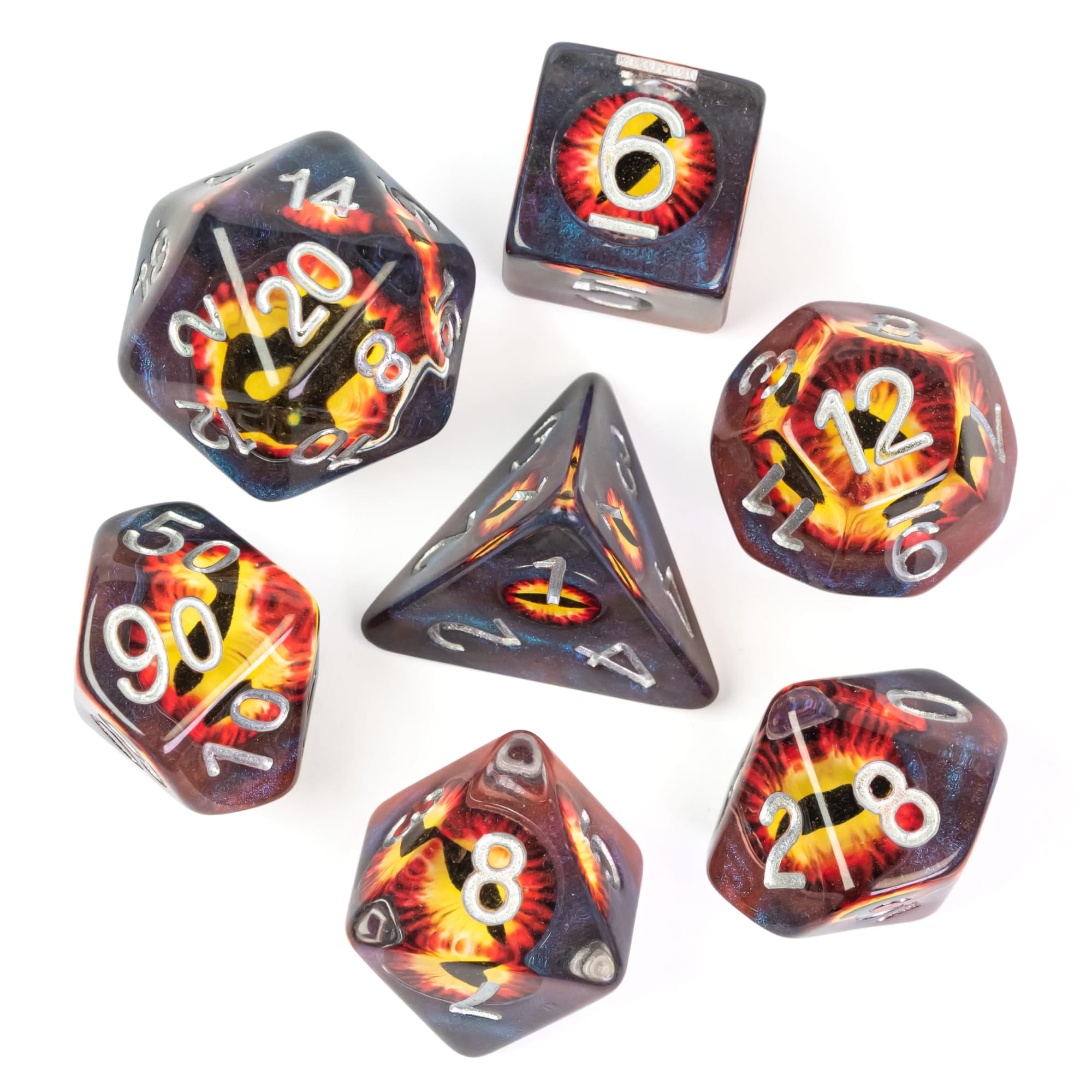 Cusdie 7-Die Resin DND Dice Set, Eyeball Polyhedral Dice for Dungeons ...