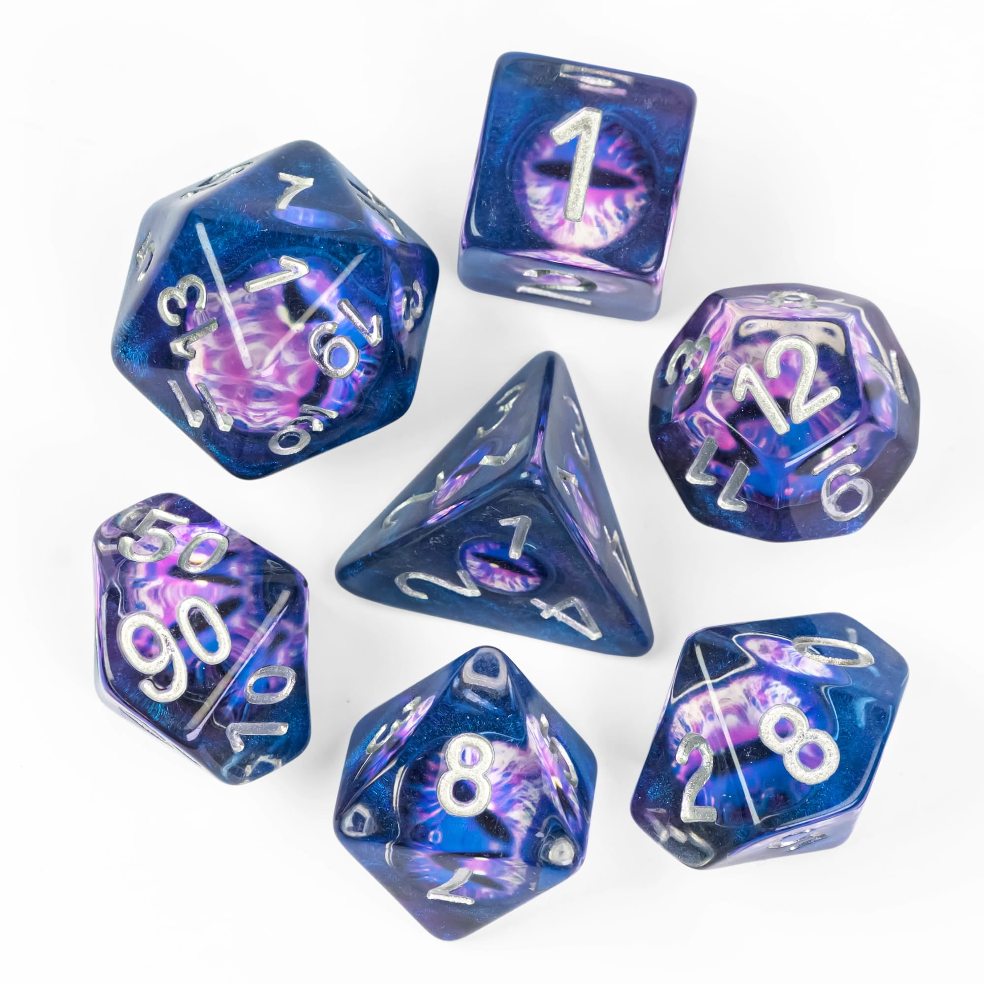 Cusdie 7-Die Resin DND Dice, Polyhedral Dice Set Filled with Eyeball ...