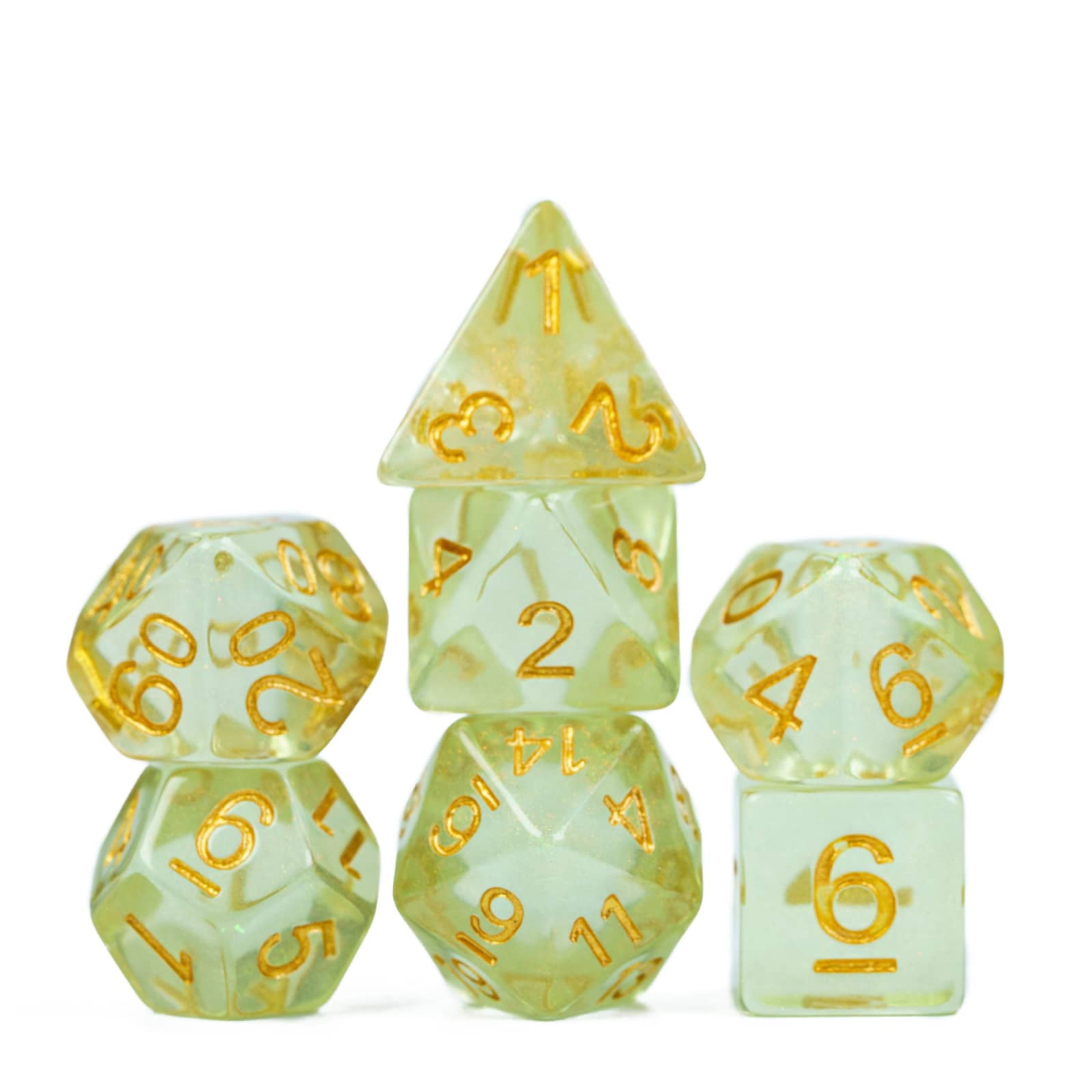 Cusdie 7-Die Resin DND Dice, Polyhedral Dice Set with Aurora Glitters ...