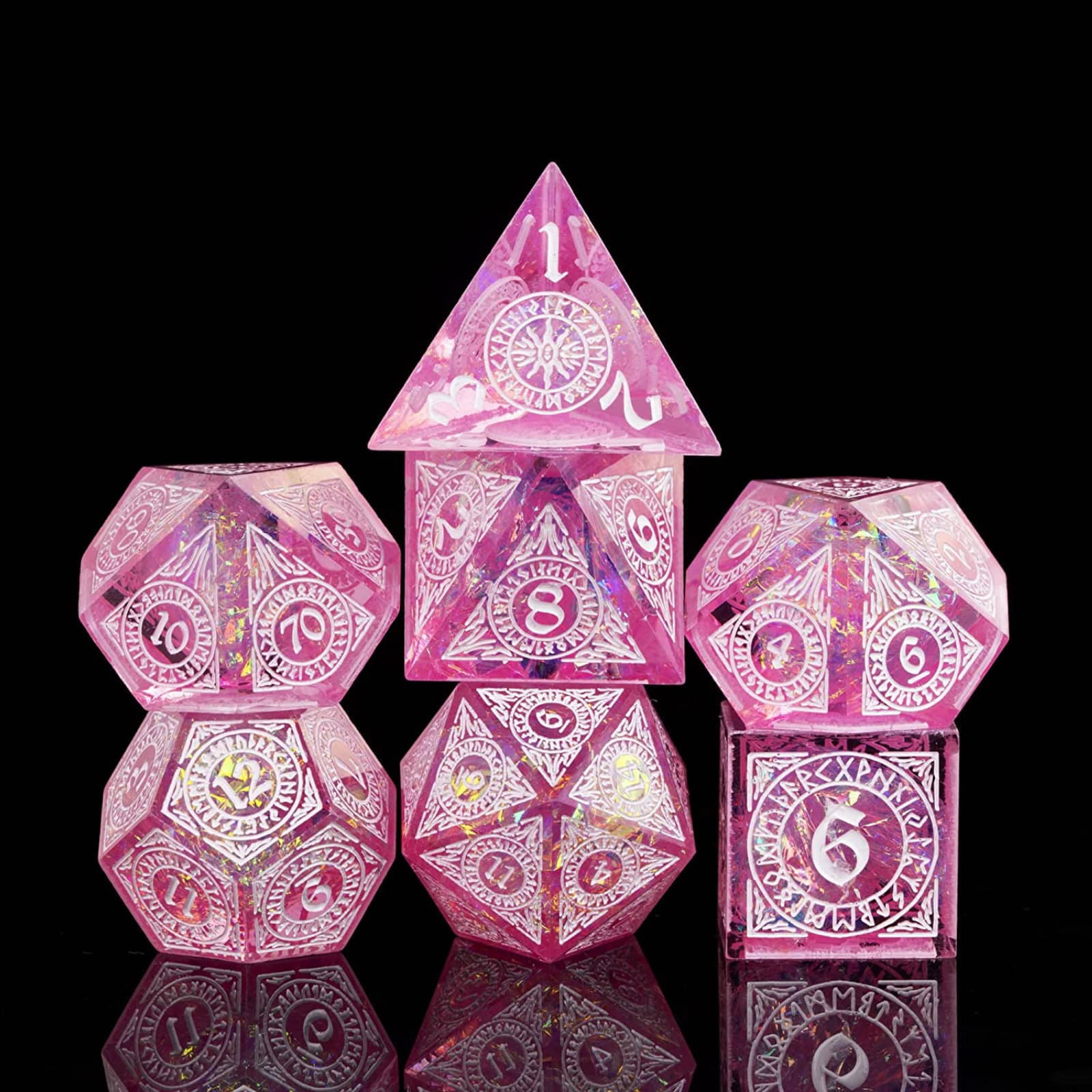 Cusdie 7-Die Sharp Edges DND Dice, Handcrafted Polyhedral Dice Set, for ...