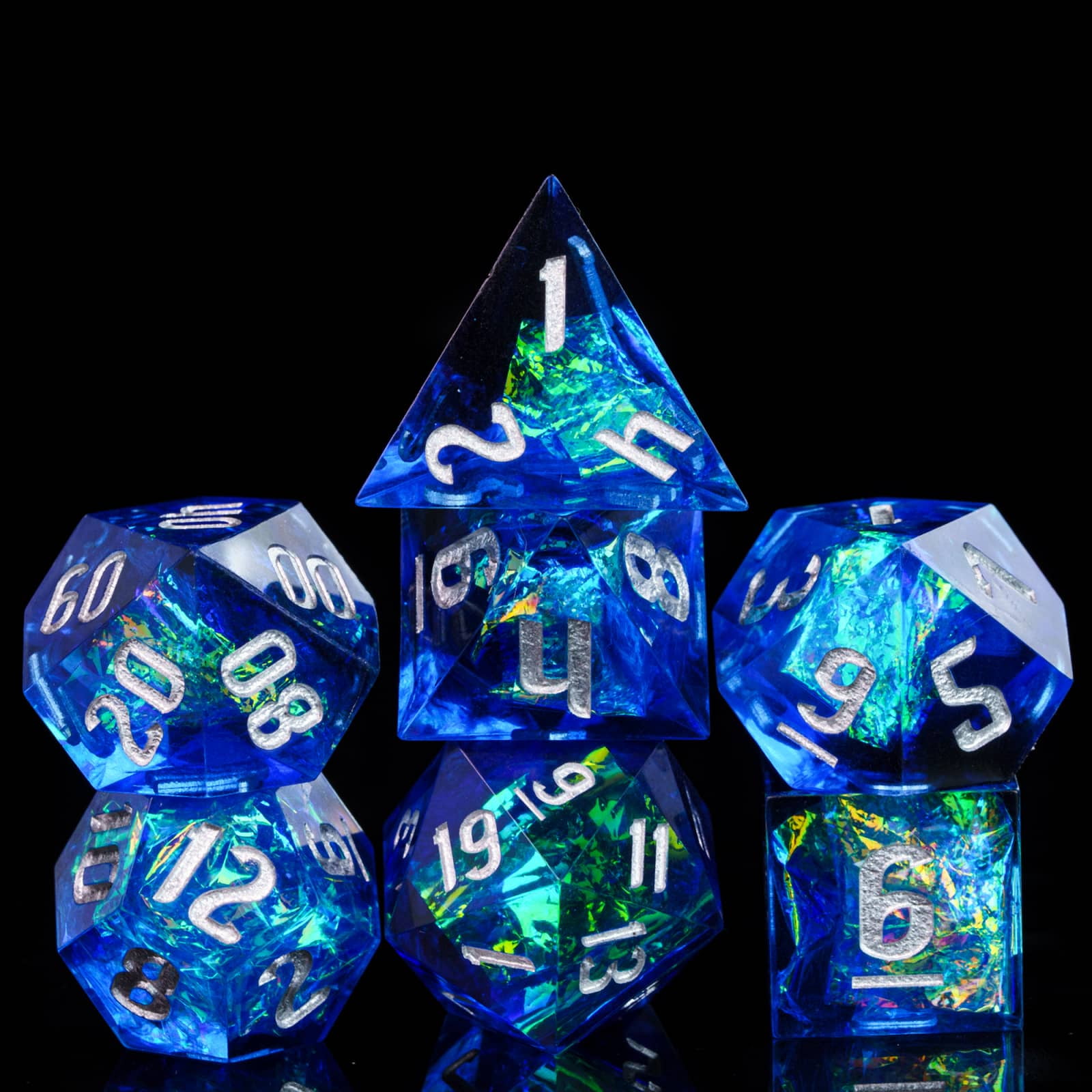 Cusdie 7-Die Sharp Edges DND Dice, Handcrafted Polyhedral Dice Set, for ...