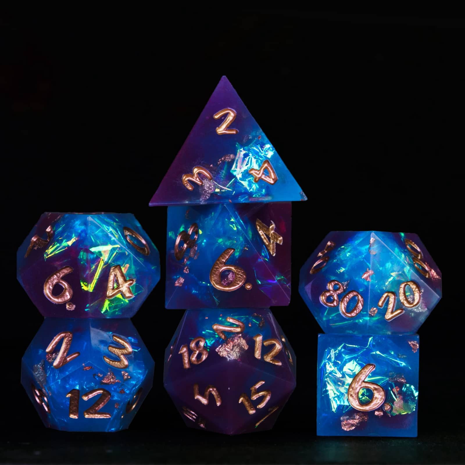 Cusdie 7-Die Sharp Edges DND Dice, Handcrafted Polyhedral Dice Set, for ...