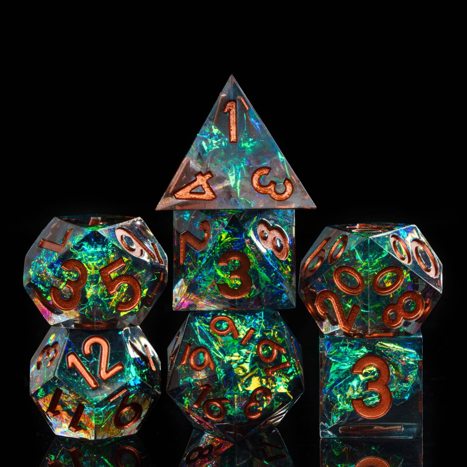 Cusdie 7-Die Sharp Edges DND Dice, Handcrafted Polyhedral Dice Set, for ...