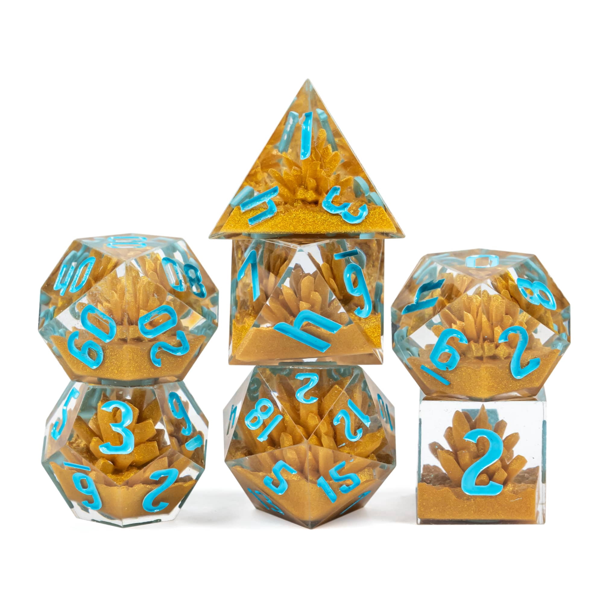 Cusdie 7-Die Sharp Edges DND Dice, Polyhedral Dice Set Filled with ...