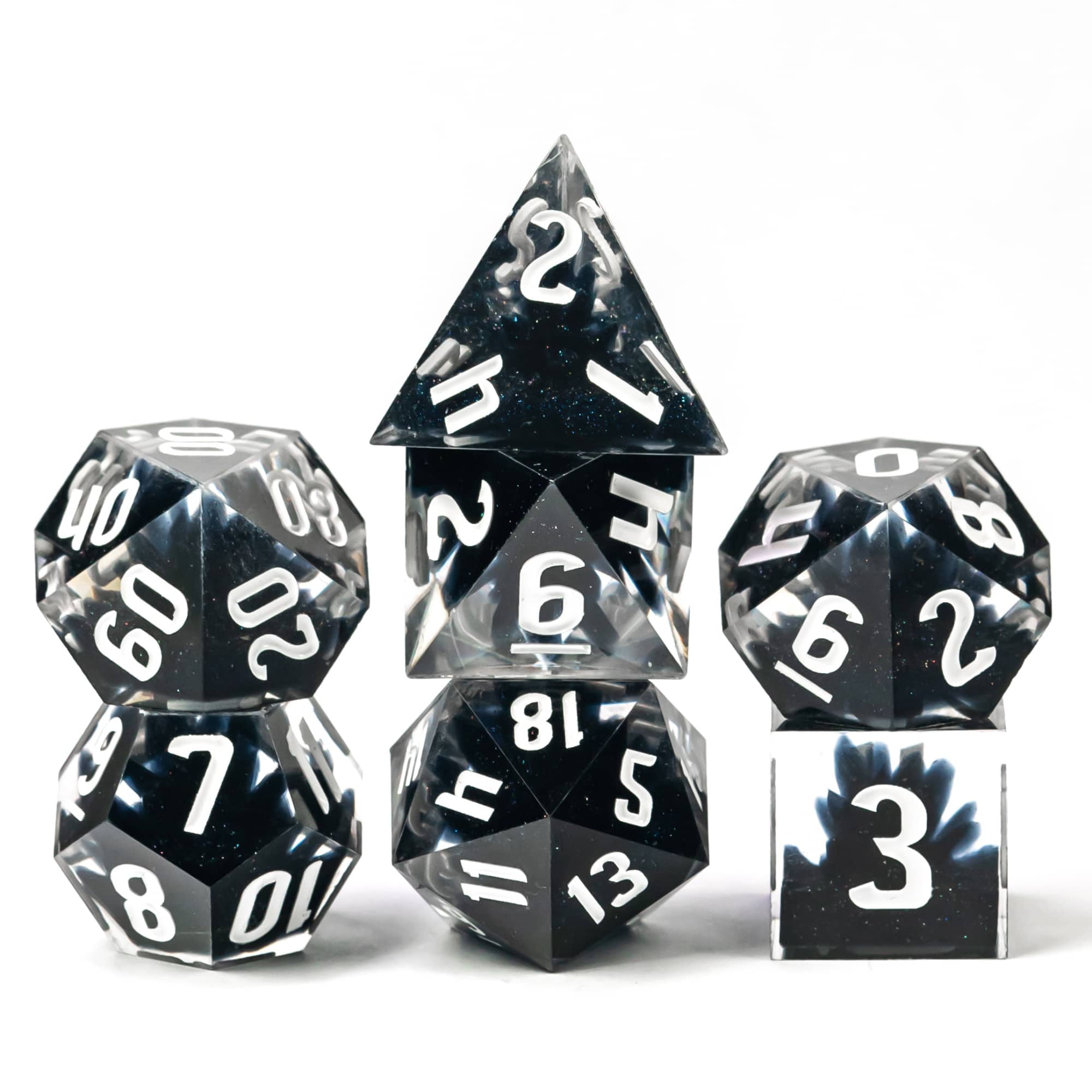 Cusdie 7-Die Sharp Edges DND Dice, Polyhedral Dice Set Filled with ...