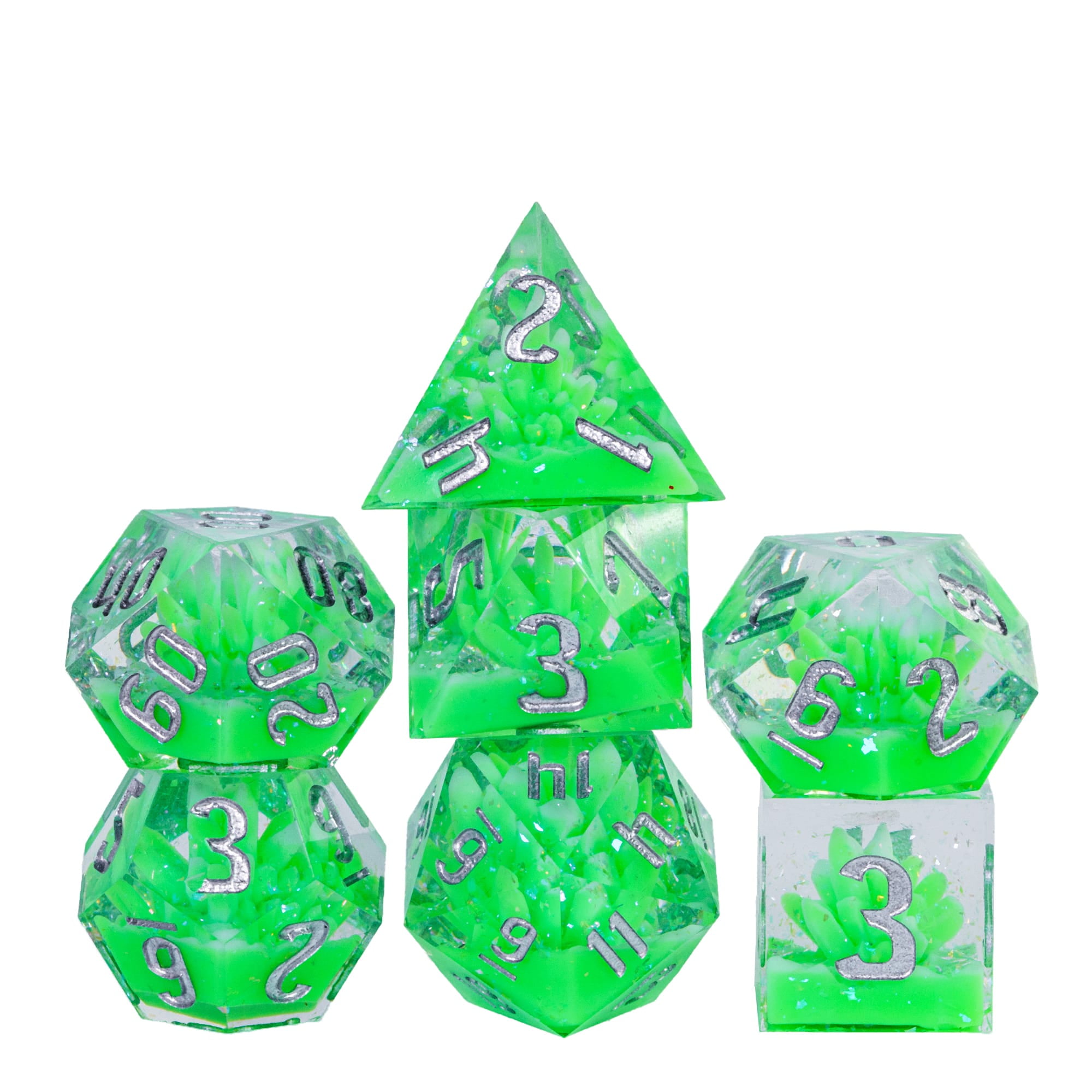 Cusdie 7-Die Sharp Edges DND Dice, Polyhedral Dice Set Filled with ...