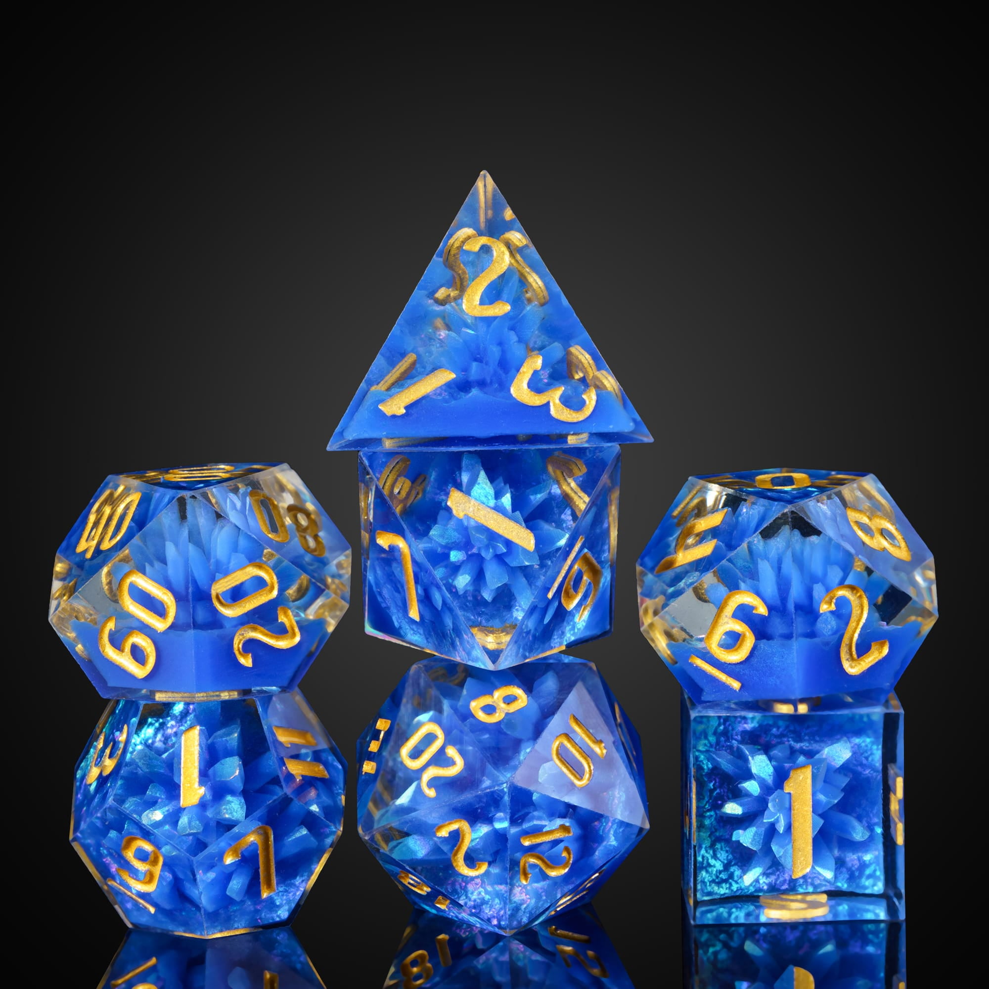 Cusdie 7-Die Sharp Edges DND Dice, Polyhedral Dice Set Filled with ...