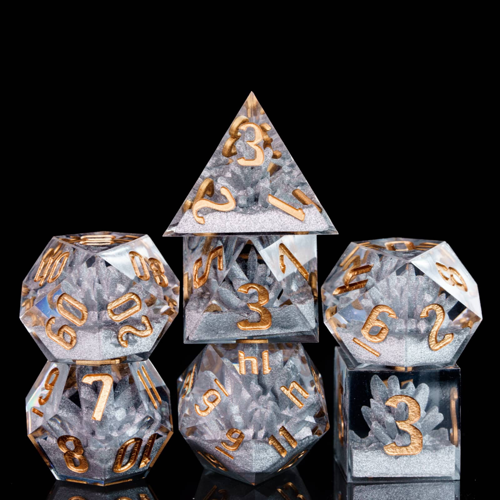 Cusdie 7-Die Sharp Edges DND Dice, Polyhedral Dice Set Filled with ...