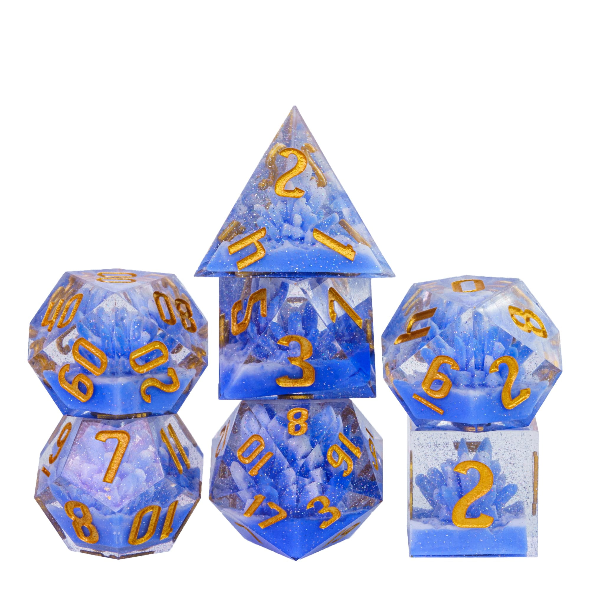 Cusdie 7-Die Sharp Edges DND Dice, Polyhedral Dice Set Filled with ...
