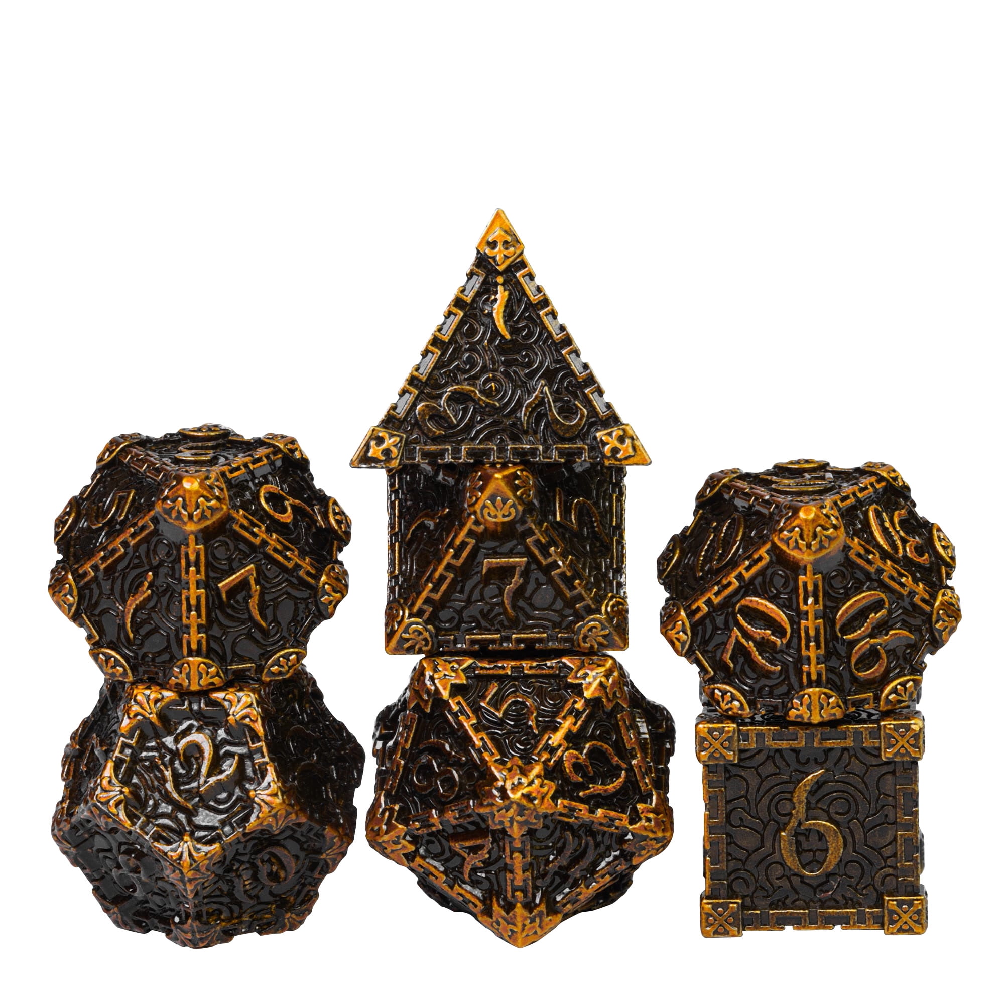 Cusdie 7 Pcs DND Metal Dice, Dagger Design Polyhedral Dice Set, Metal ...