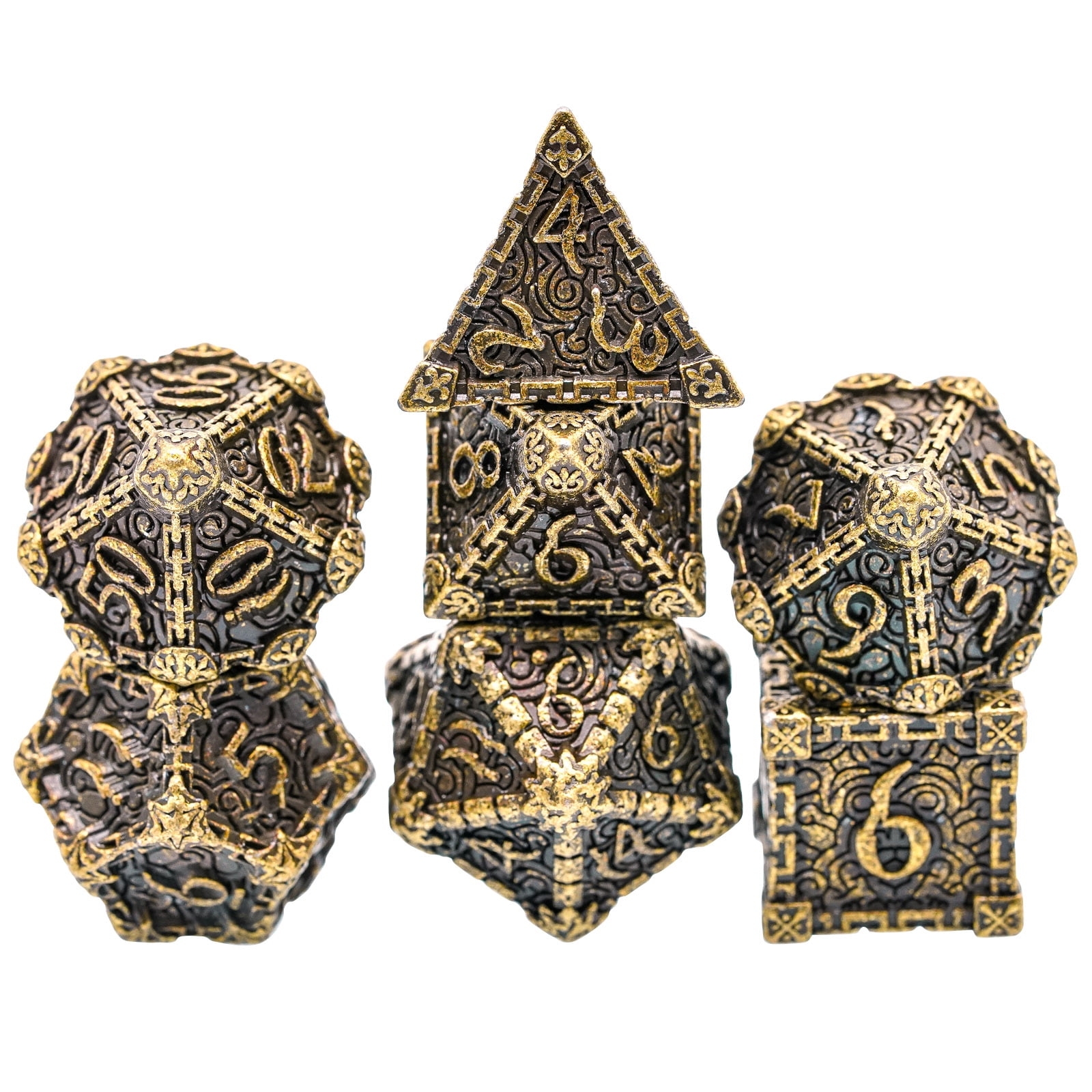 Cusdie 7 Pcs DND Metal Dice, Dagger Design Polyhedral Dice Set, Metal ...