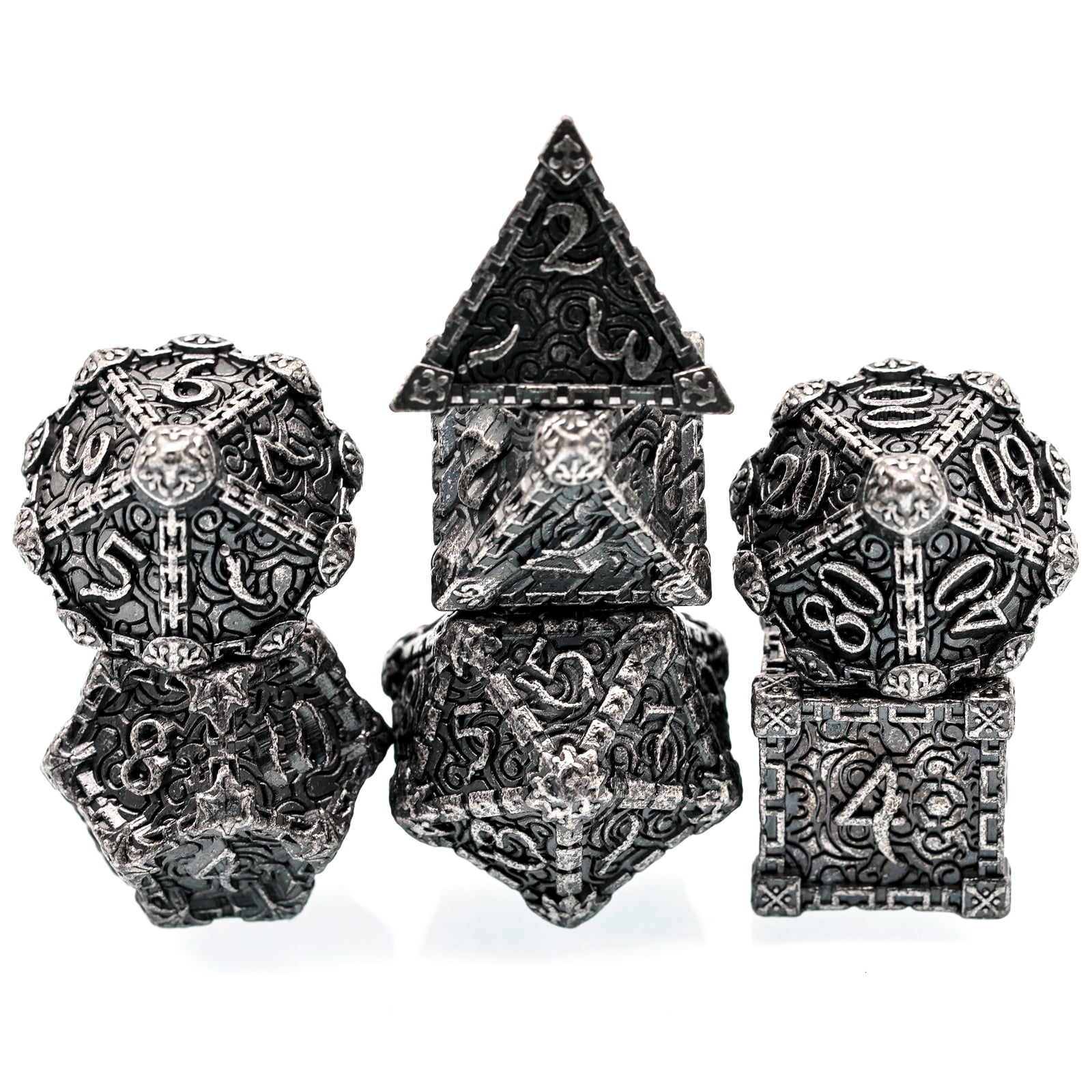 Cusdie 7 Pcs DND Metal Dice, Dagger Design Polyhedral Dice Set, Metal ...