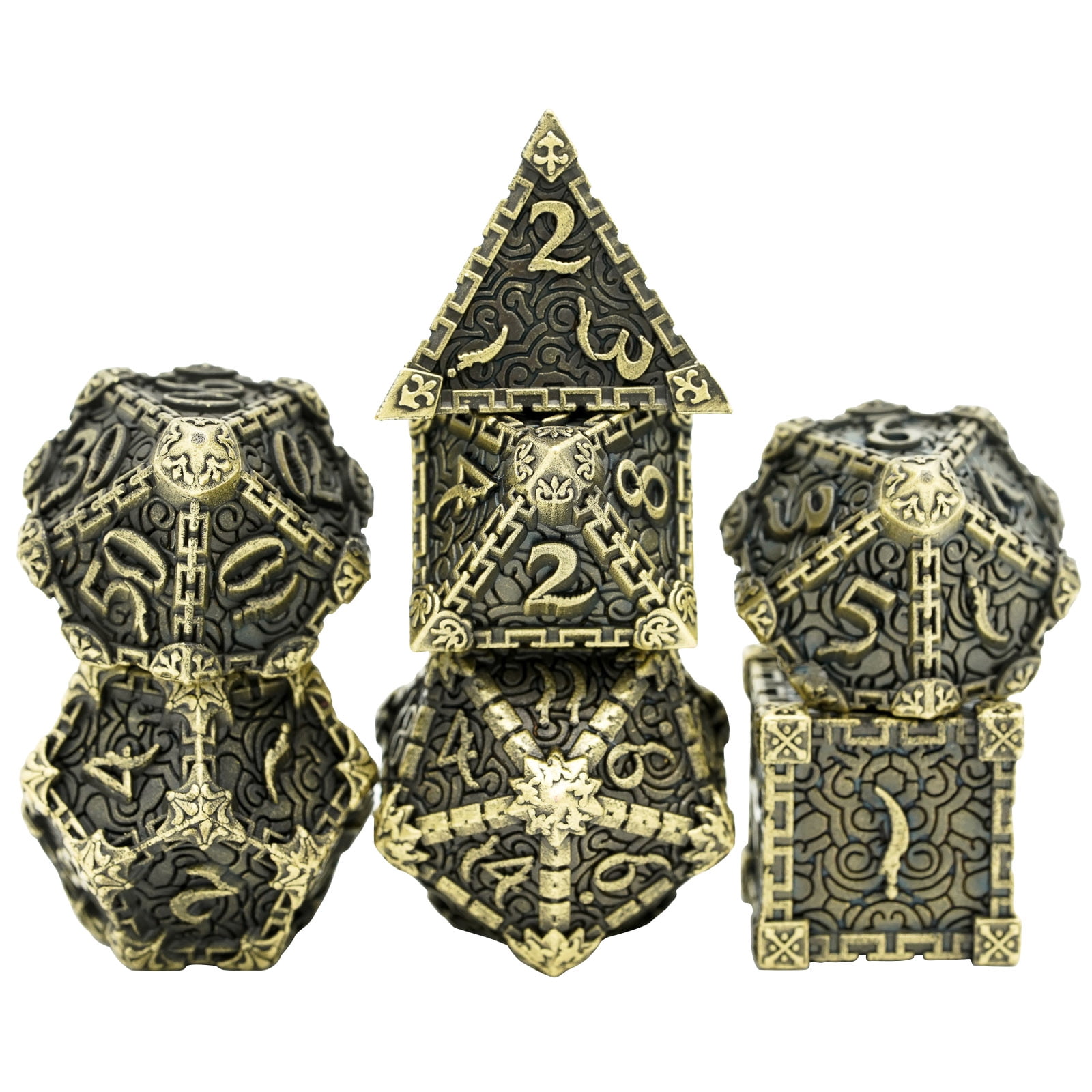 Cusdie 7 Pcs DND Metal Dice, Dagger Design Polyhedral Dice Set, Metal ...