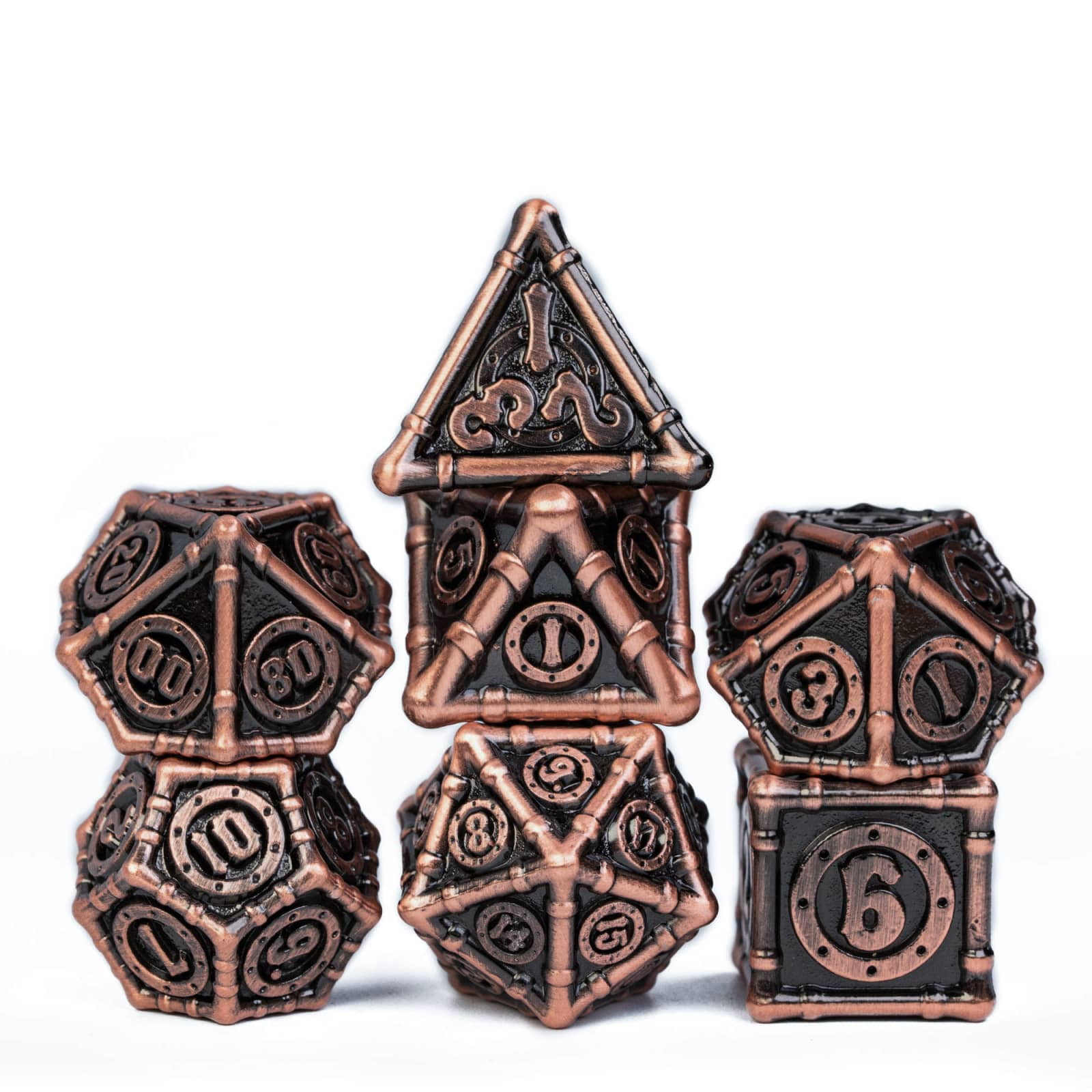 Cusdie 7 Pcs DND Metal Dice, Steampunk Style Polyhedral Dice Set, Metal ...
