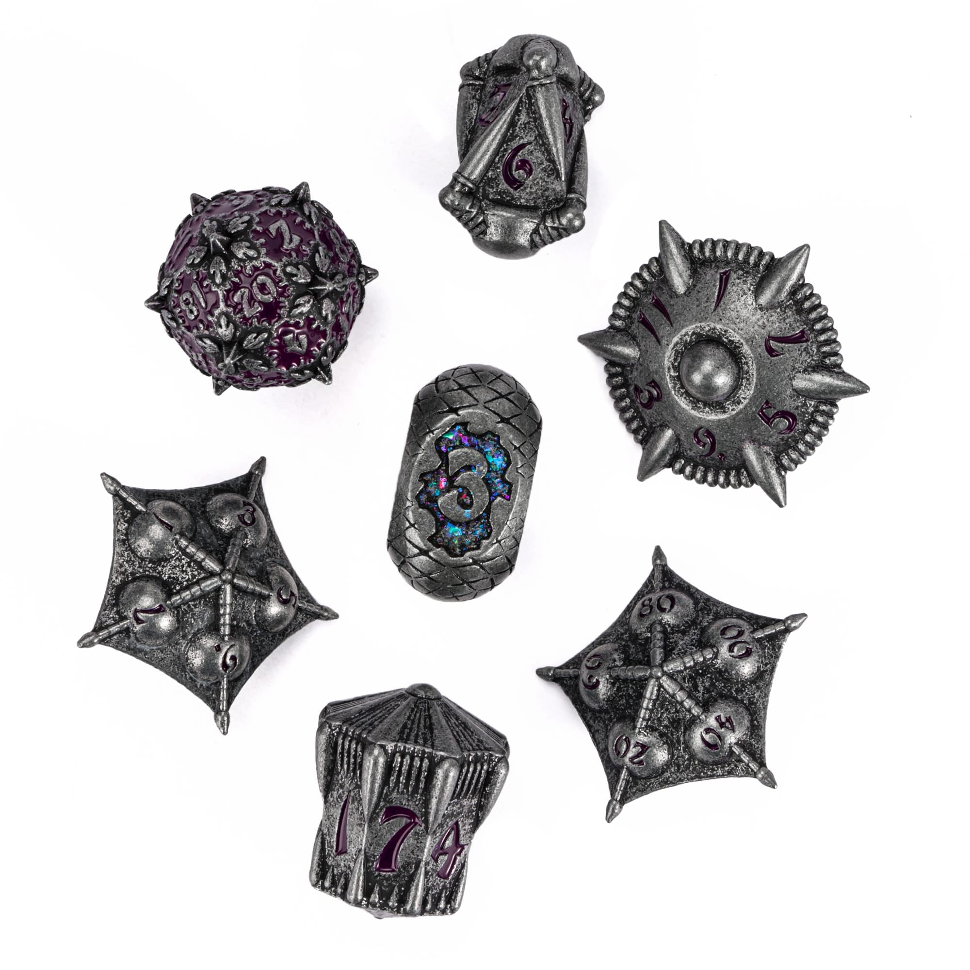 Cusdie Metal DND Dice Set, 7 die Metal Polyhedral D&D Dice Set Dragon ...
