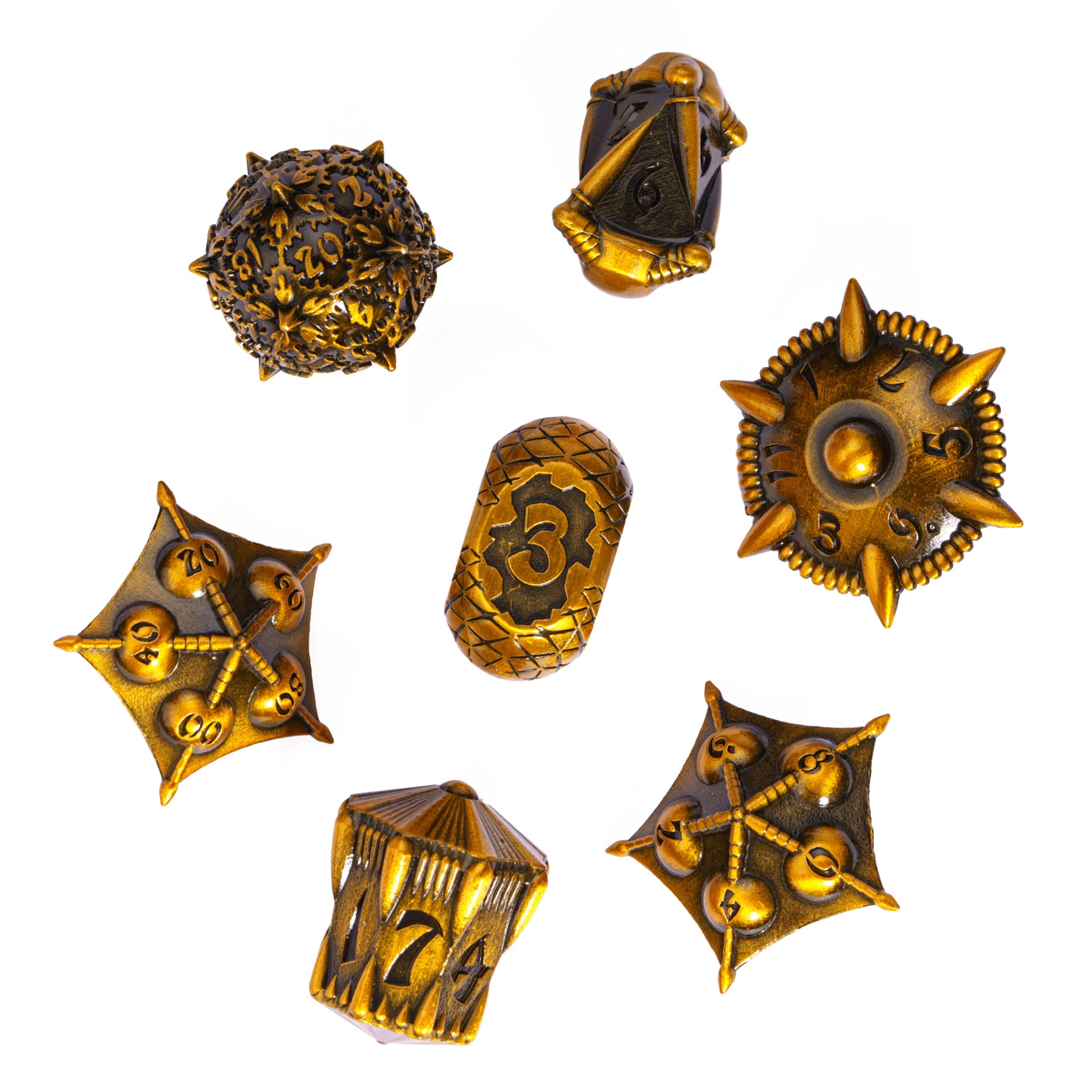 Cusdie Metal DND Dice Set, 7 die Metal Polyhedral D&D Dice Set Dragon ...