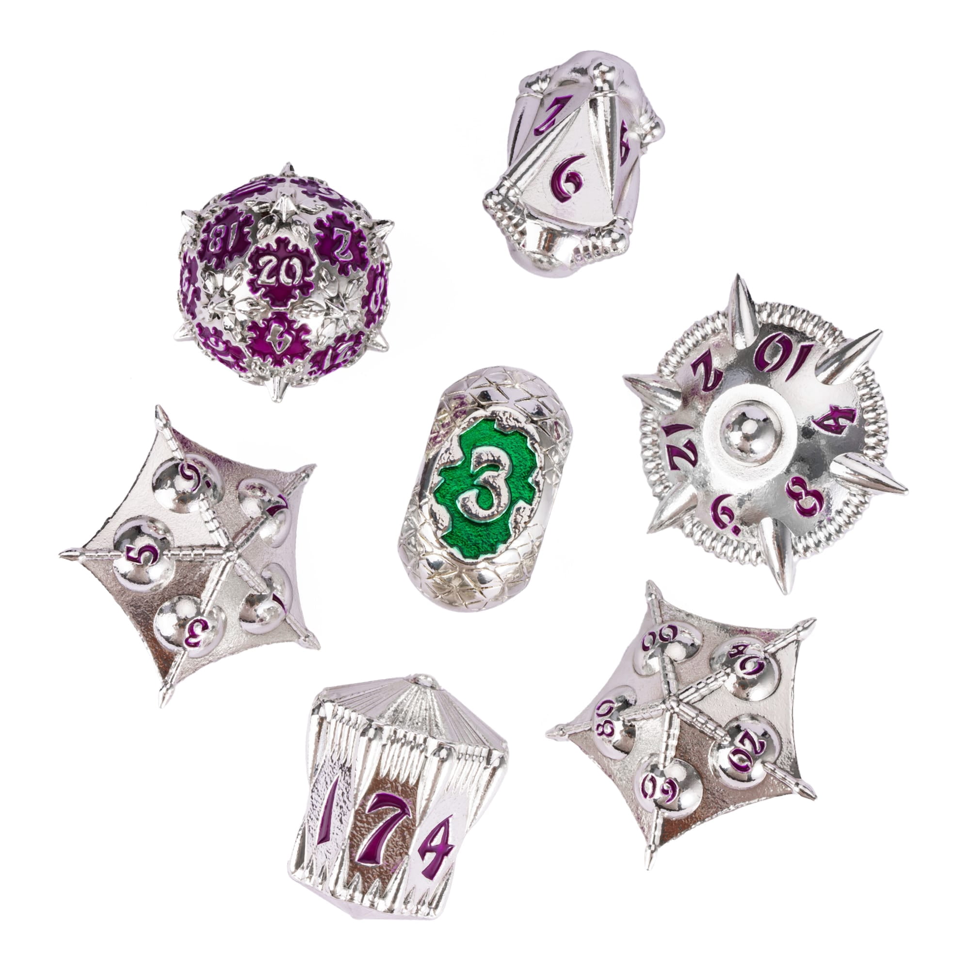 Cusdie Metal DND Dice Set, 7 die Metal Polyhedral D&D Dice Set Dragon ...