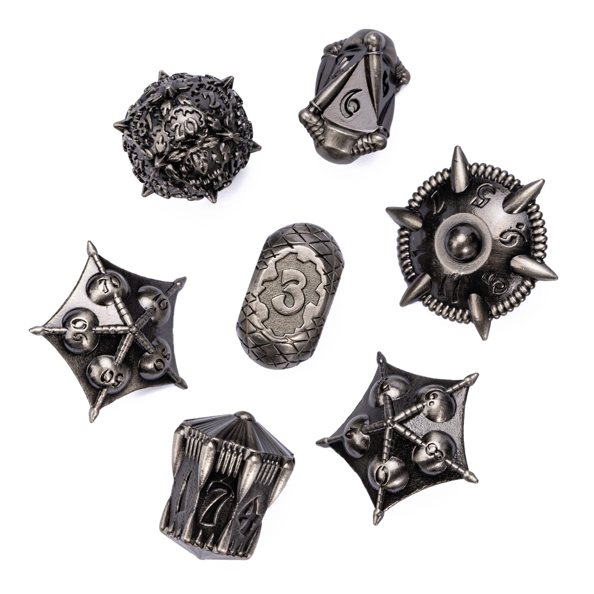 Cusdie Metal DND Dice Set, 7 die Metal Polyhedral D&D Dice Set Dragon ...