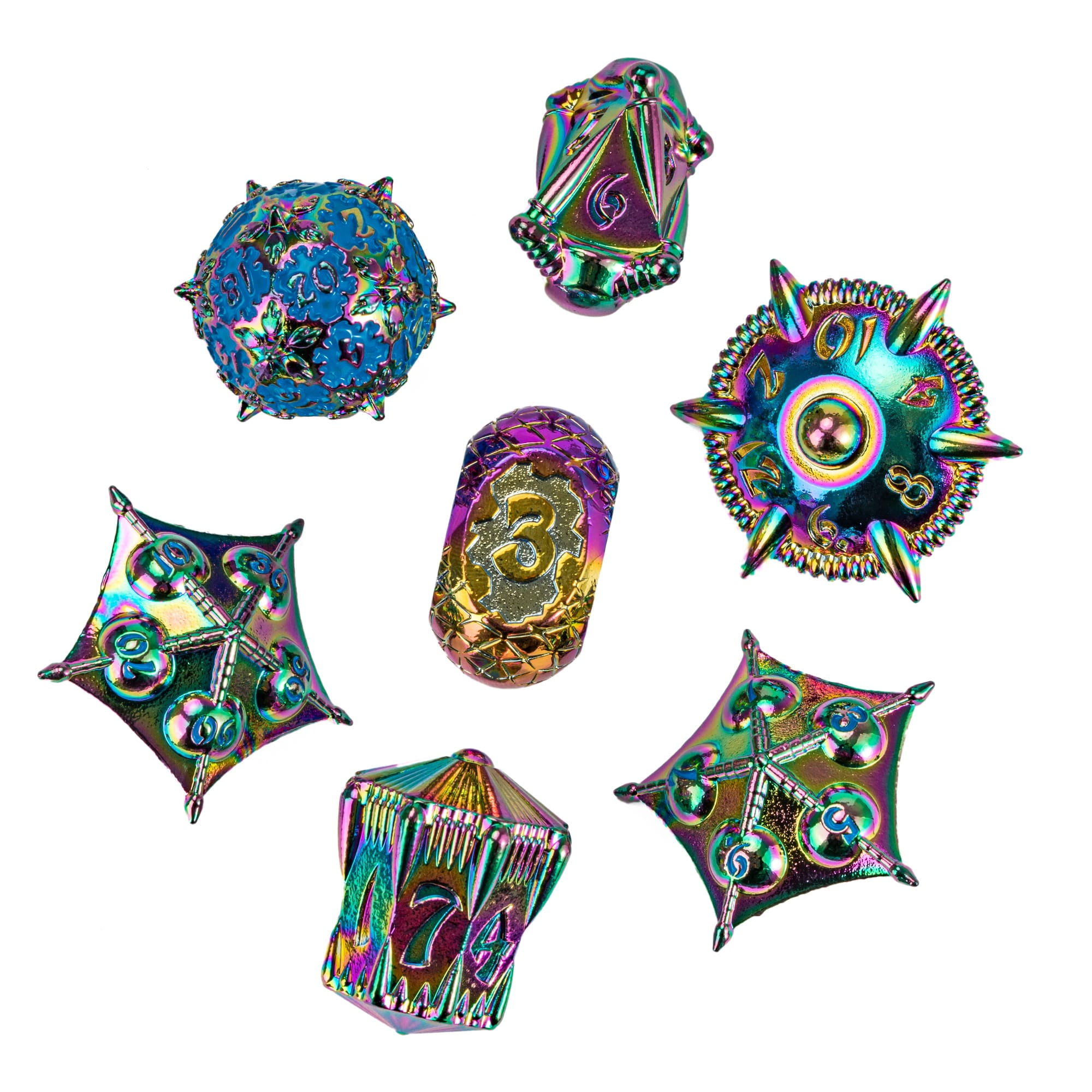 Cusdie Metal DND Dice Set, 7 die Metal Polyhedral D&D Dice Set Dragon ...