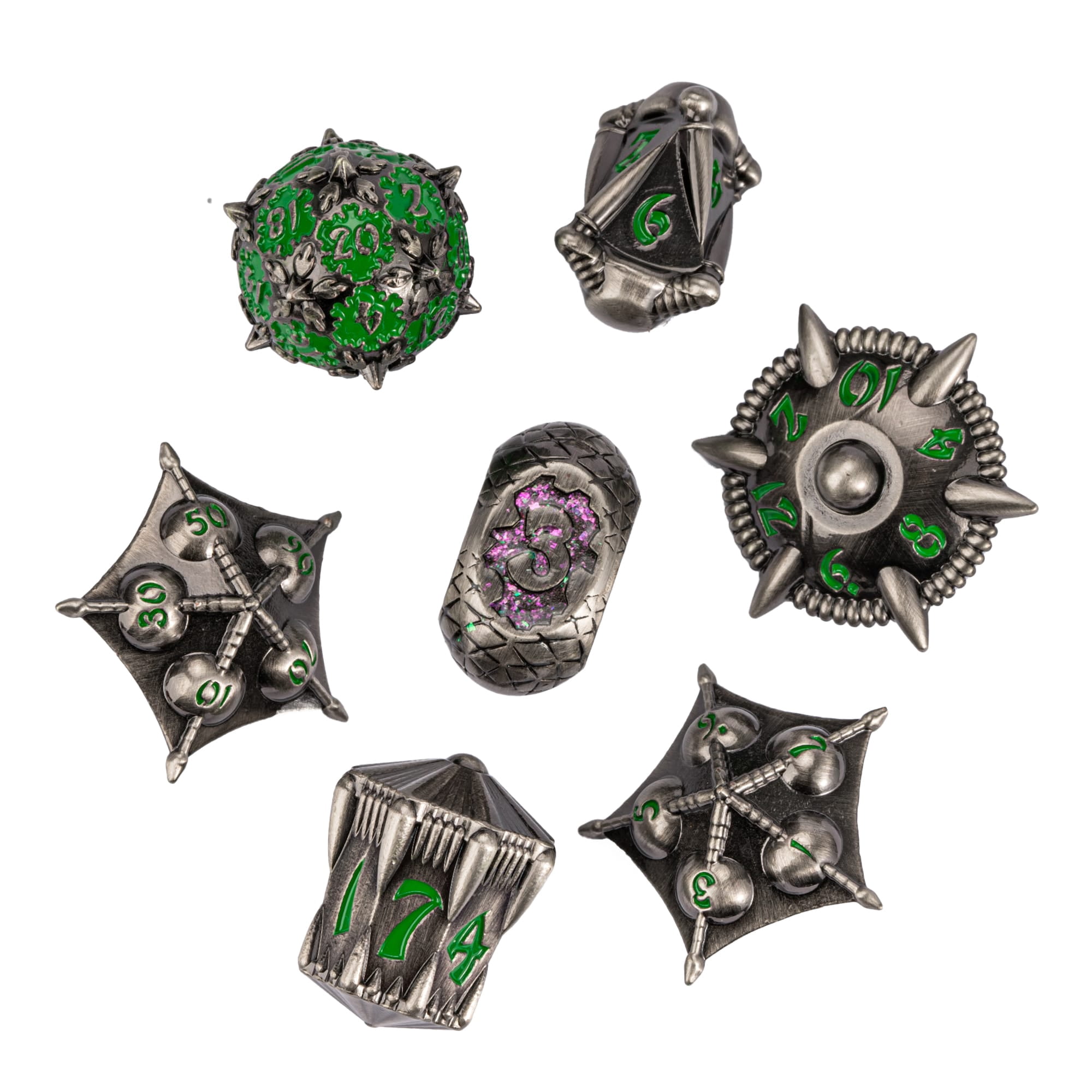 Cusdie Metal DND Dice Set, 7 die Metal Polyhedral D&D Dice Set Dragon ...