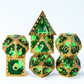 Haxtec Metal DND Dice Set Gold White Polyhedral Dice for Dungeons and ...