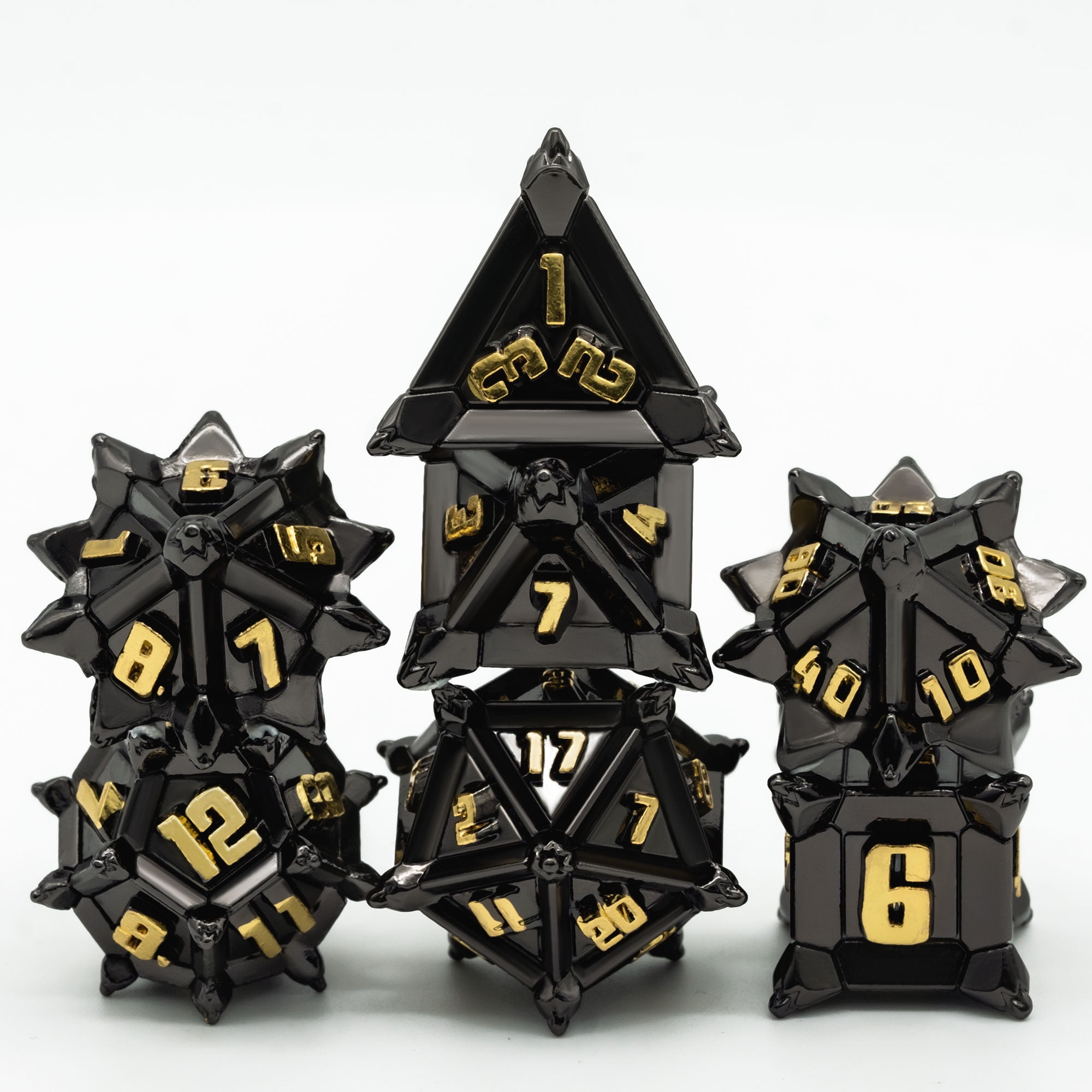 Cusdie Metal Dice Set, 7 Pcs DND Metal Dice, Pinwheel Design Polyhedral ...