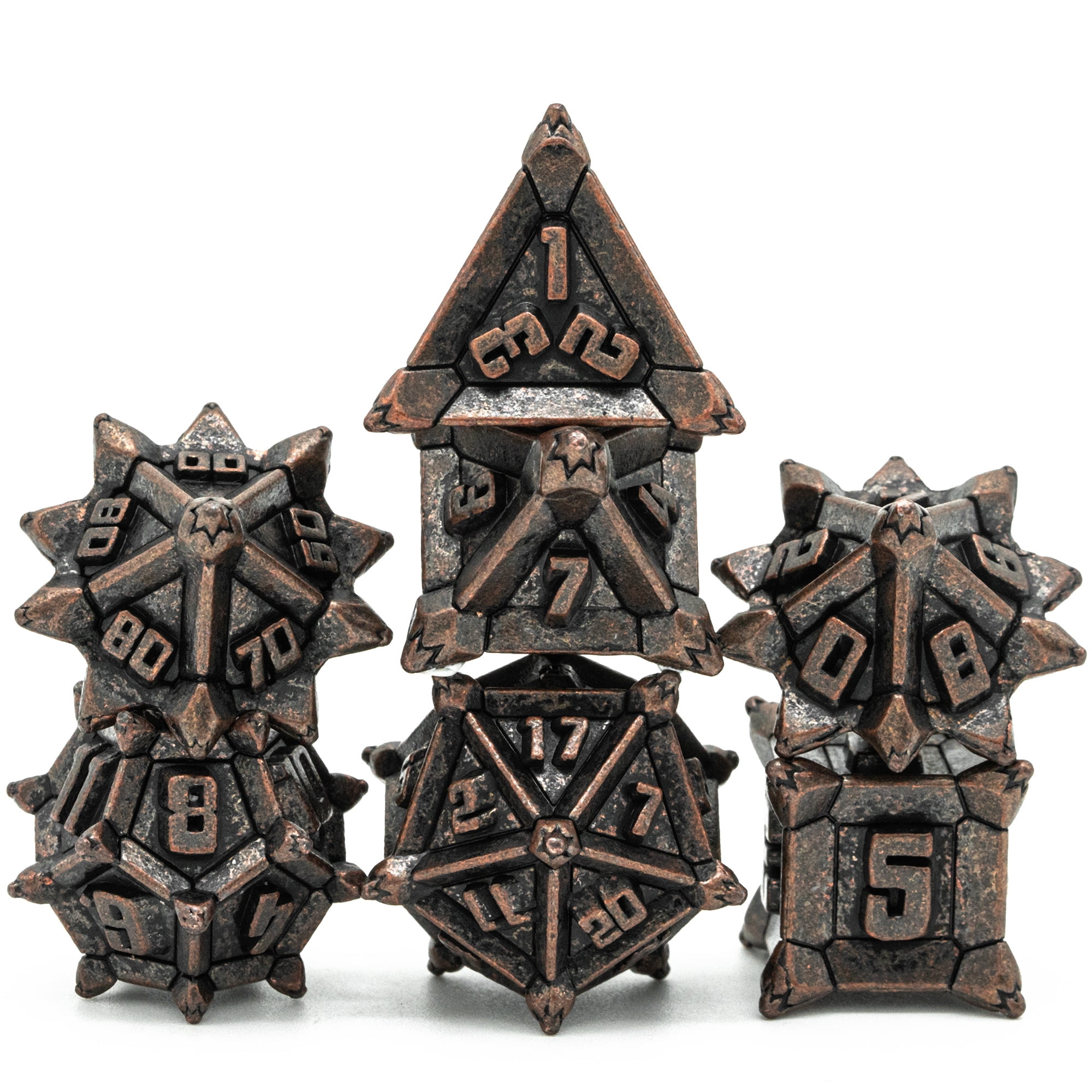 Cusdie Metal Dice Set, 7 Pcs DND Metal Dice, Pinwheel Design Polyhedral ...