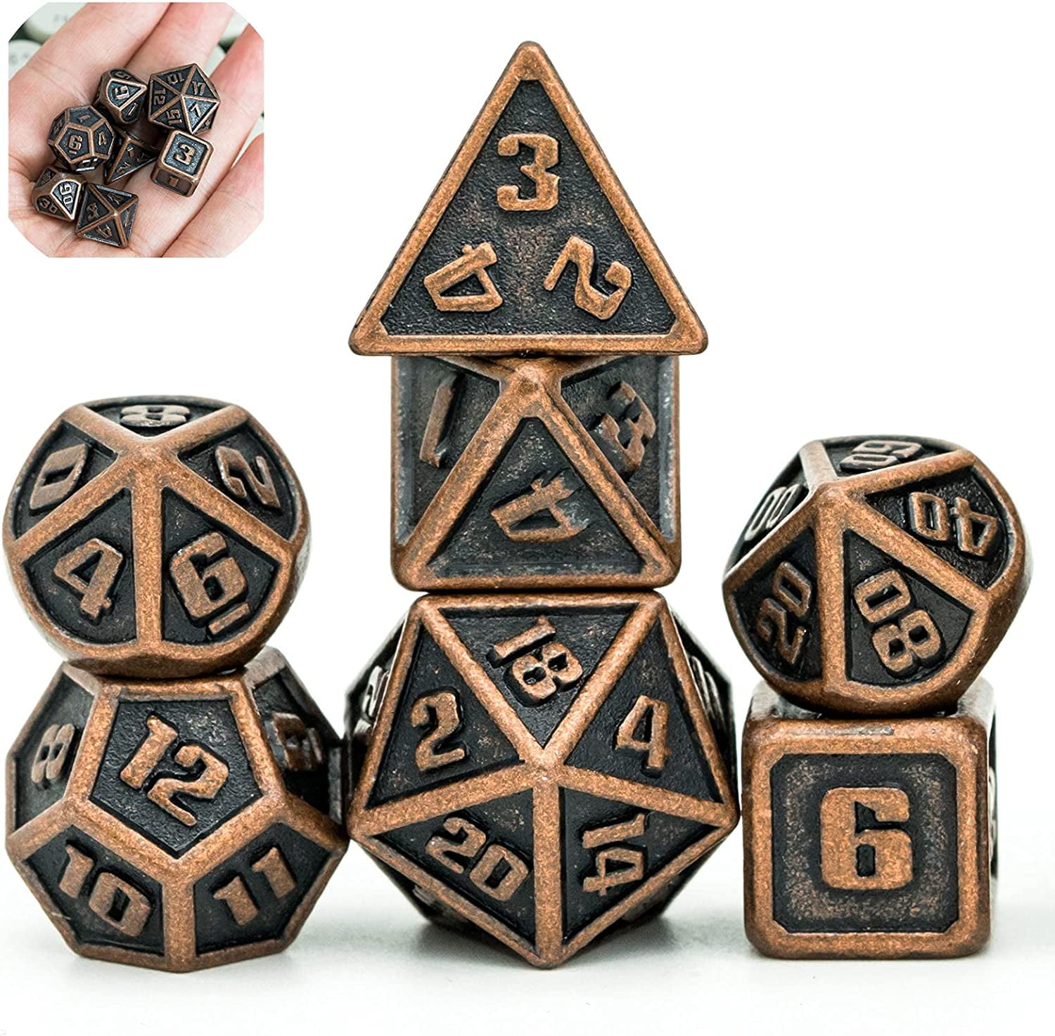 Cusdie Mini Metal DND Dice Set, 7-Die 10MM Metal Polyhedral D&D Dice ...