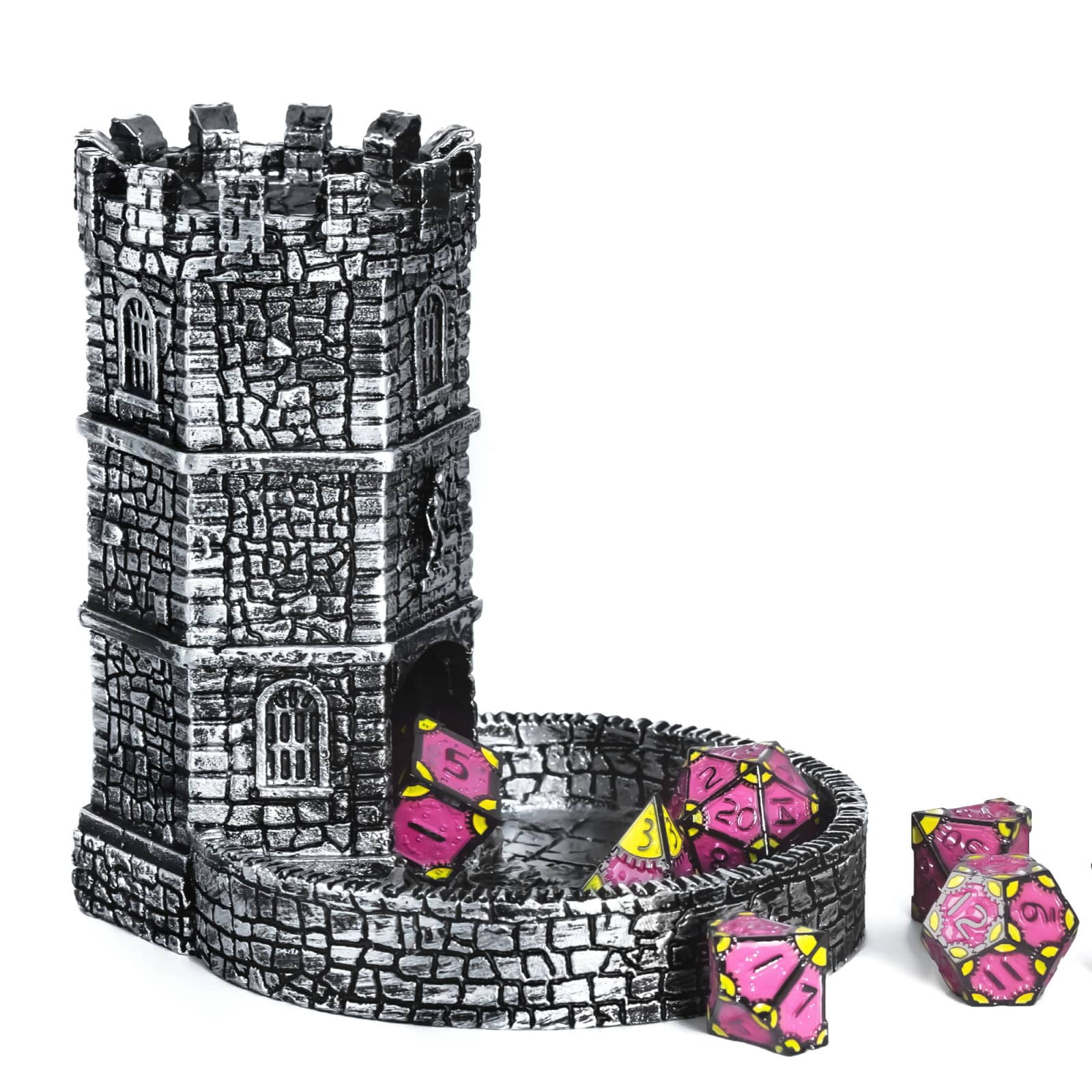 Cusdie Resin Dice Tower Die Roller Castle Rolling Case City Wall Ancient Tower for DND, Board ...